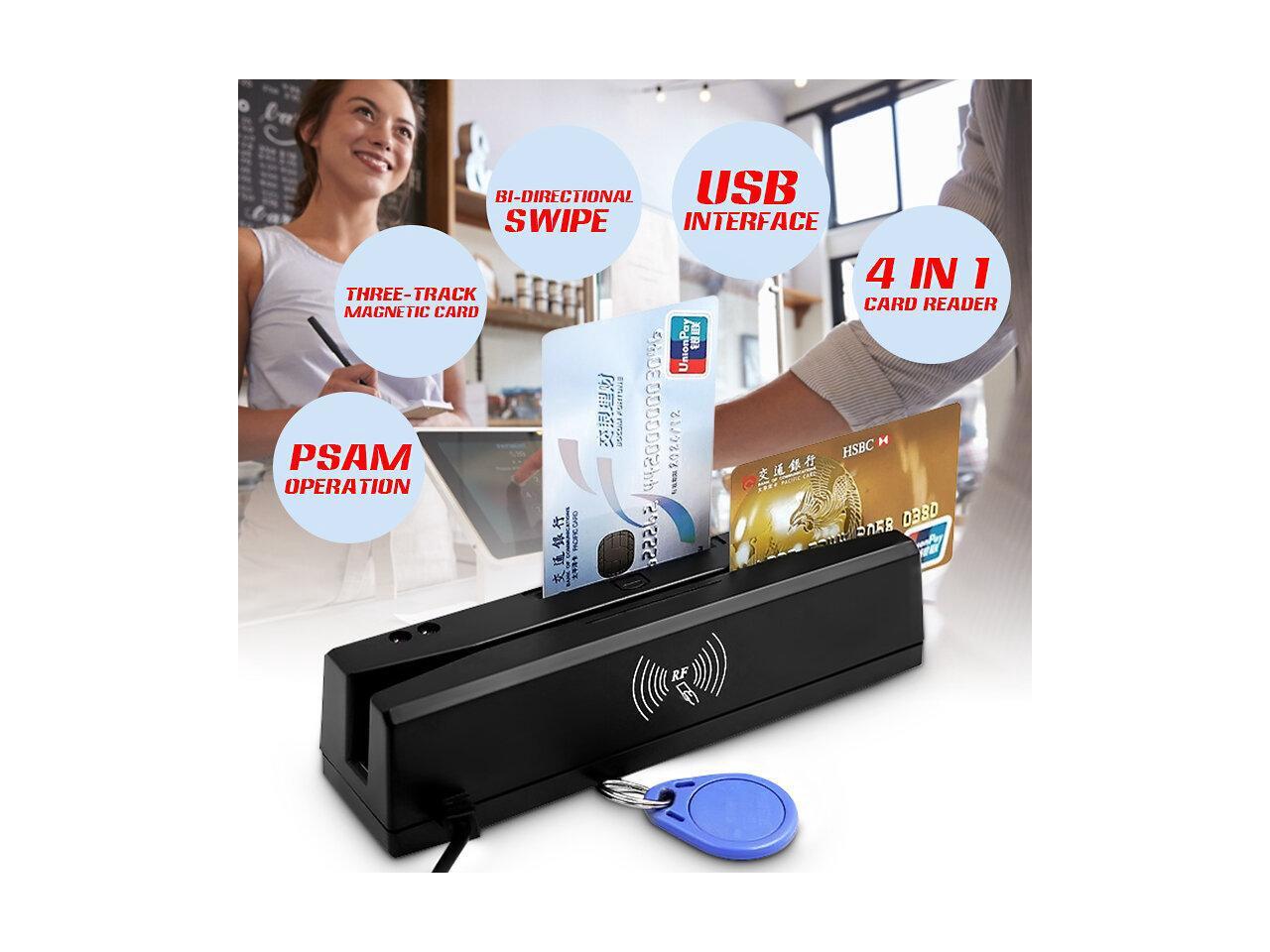 YL160 4-in-1 Magnetic Stripe Credit Card EMV IC Chip RFID PSAM Card ...