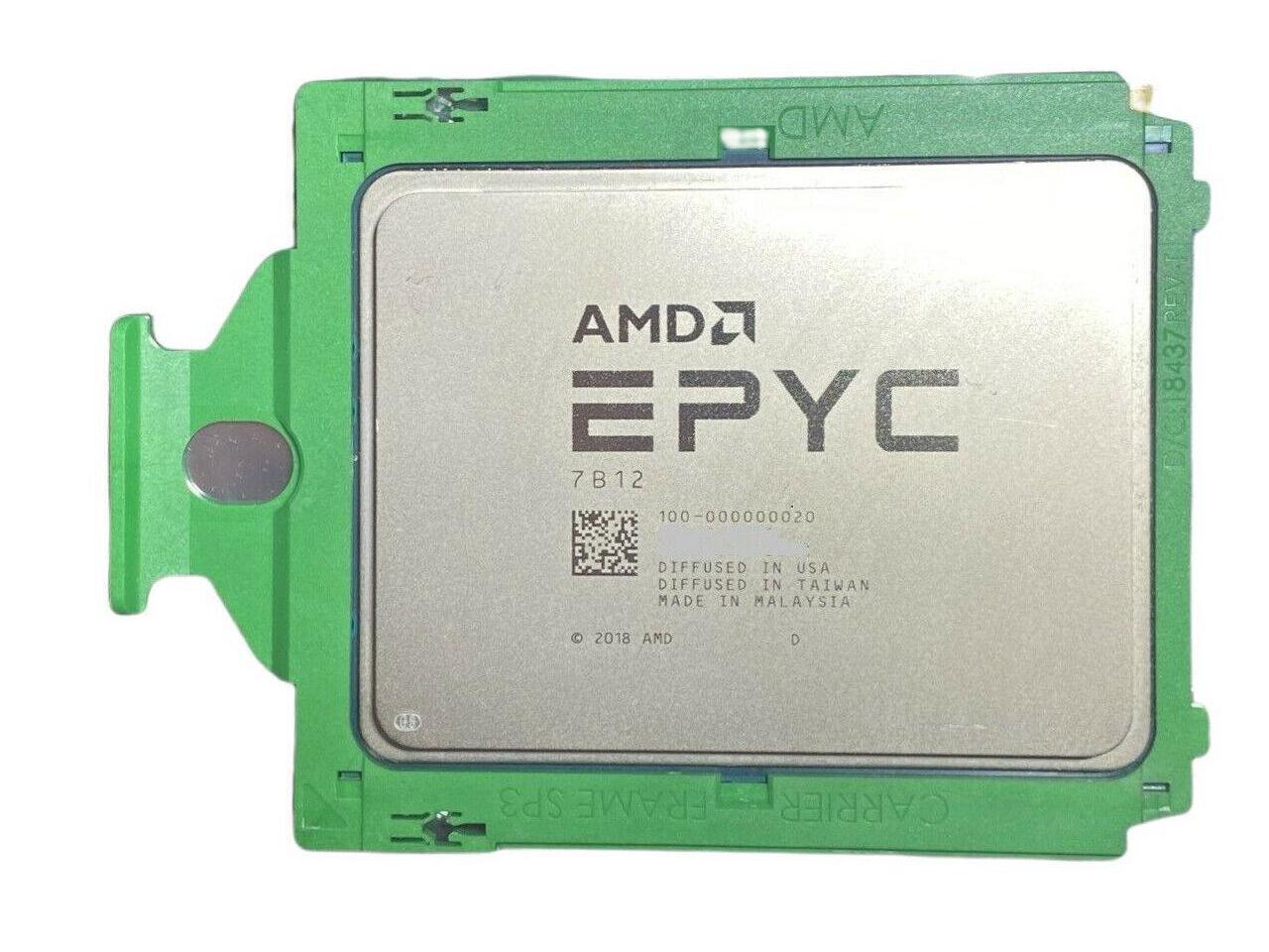 AMD EPYC 7B12 CPU Rome 100-000000020 64 Core 128 Thread 2.25 GHz / 3.30 GHz 240W Sockets ...