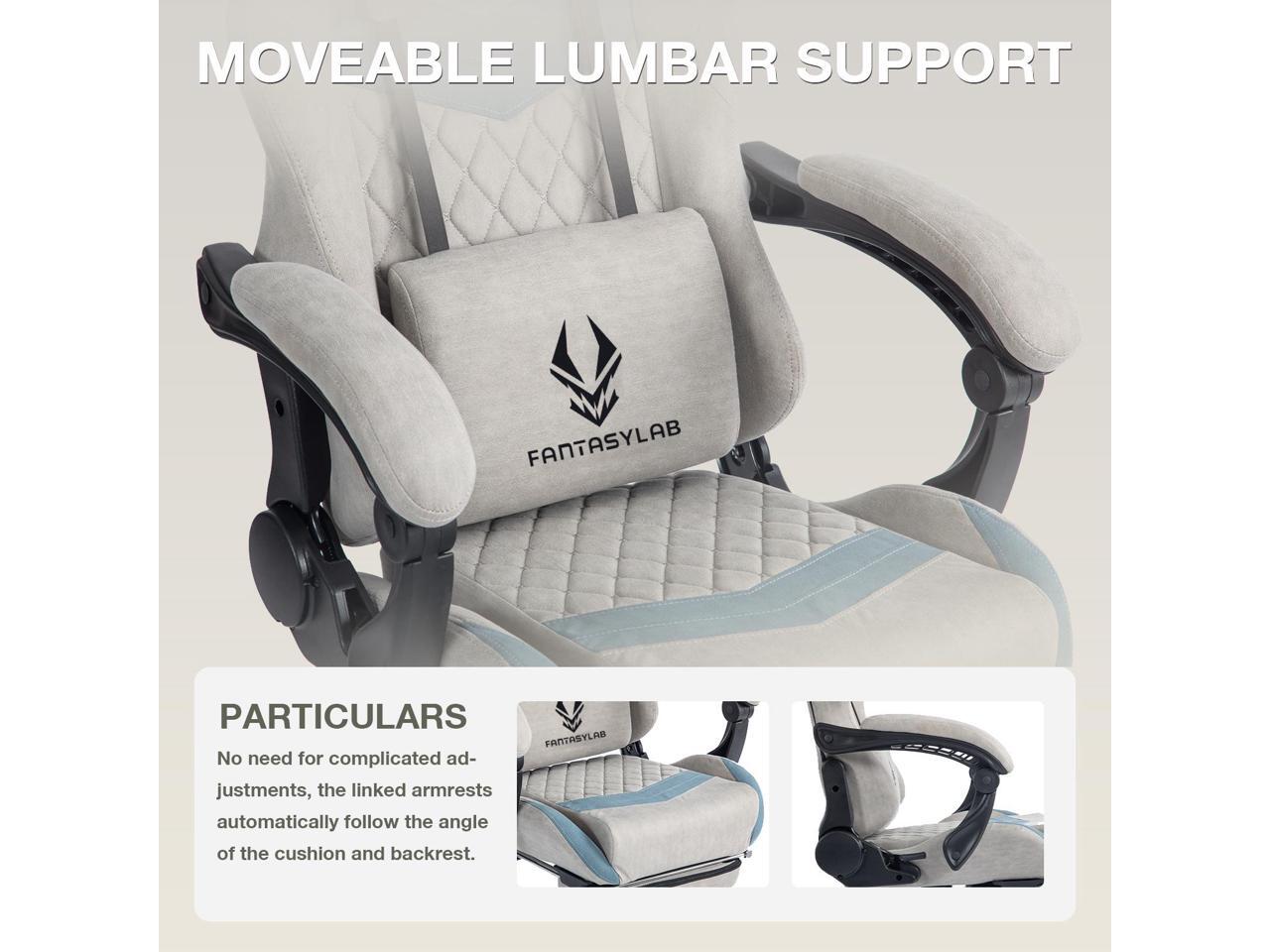 Fantasylab Gaming Chair with Lumbar Support and Footrest Computer Chair Linkage Armrests Height ...