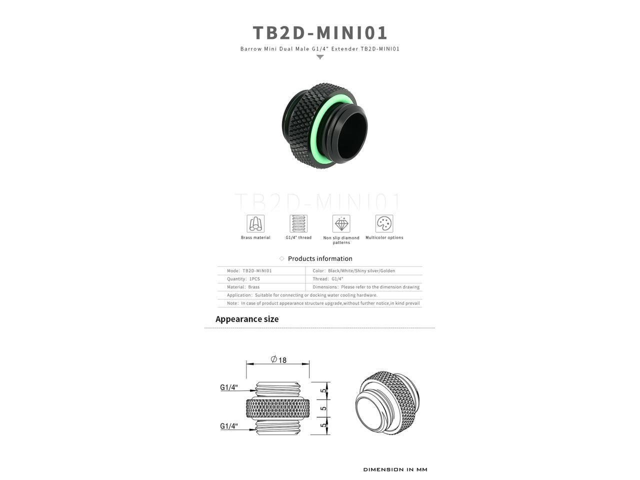 Barrow Soft Tube Fitting Kit, Include 10x13mm (3/8"IDx1/2"OD) Tubing ...