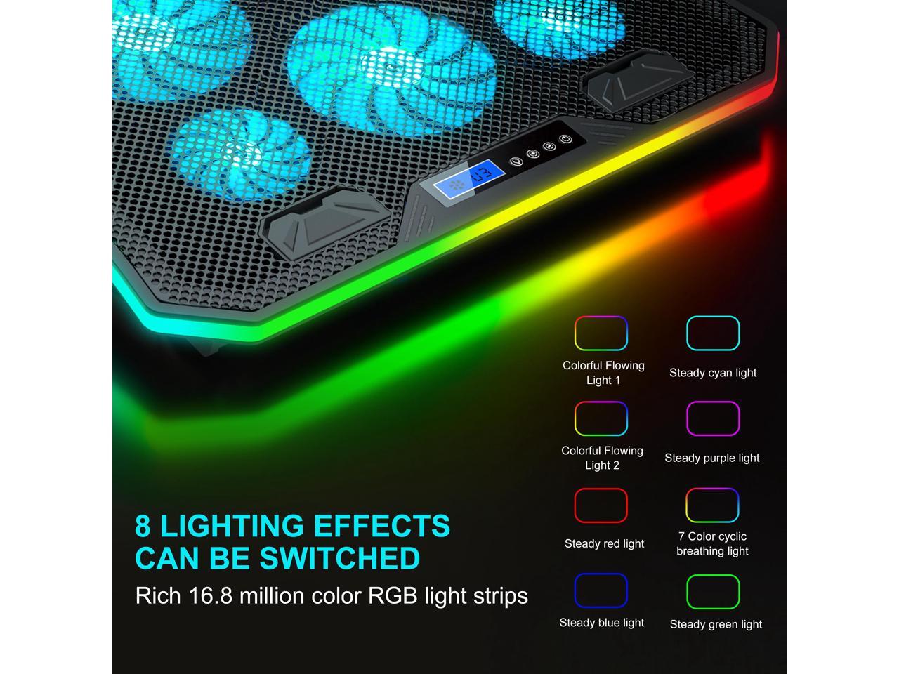 TopMate C12 Laptop Cooling Pad RGB Gaming Notebook Cooler for Desk and ...