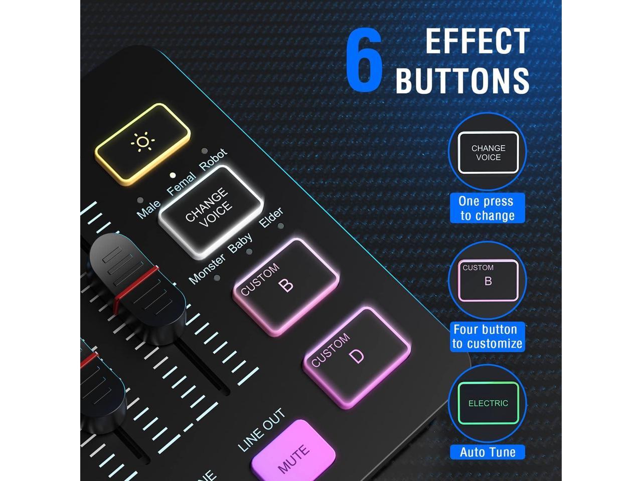 FIFINE Gaming Audio Mixer, Streaming RGB PC Mixer with XLR Microphone ...