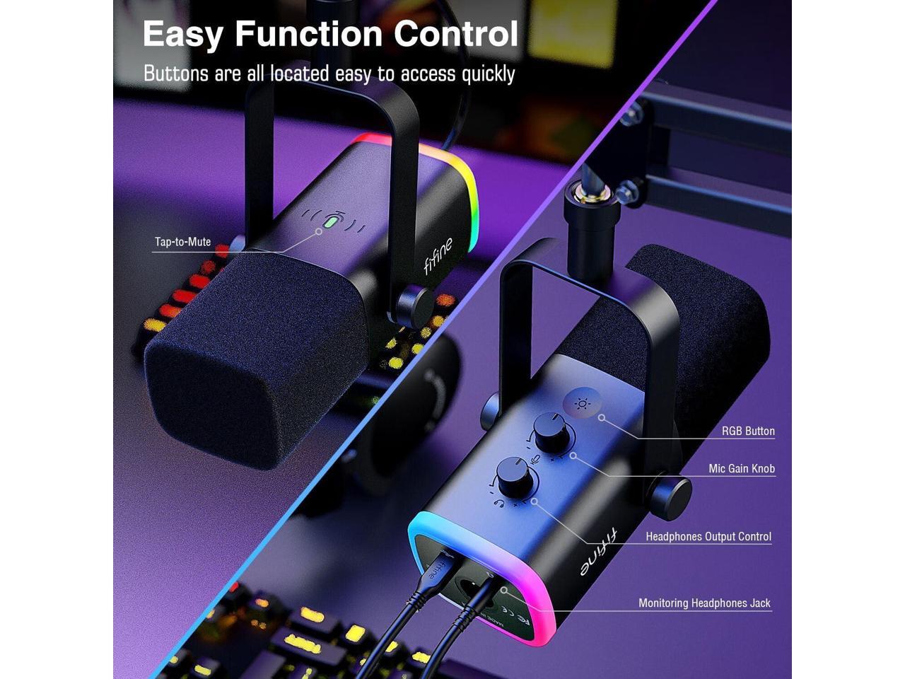 FIFINE XLR/USB Gaming Microphone Set and Gaming Audio Mixer,Dynamic PC ...