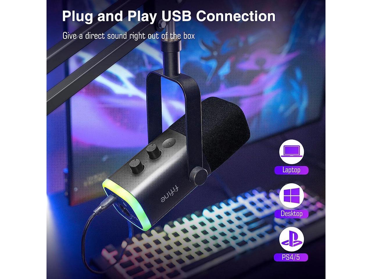 FIFINE XLR/USB Gaming Microphone Set and Gaming Audio Mixer,Dynamic PC ...
