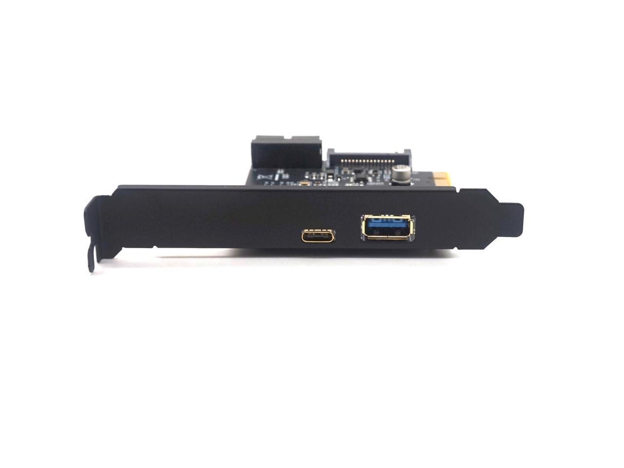 Weastlinks PCI-Express PCI-e To USB 3.1 Type-C Riser Post Card PCIe to USB-C USB3.0+19PIN Front ...