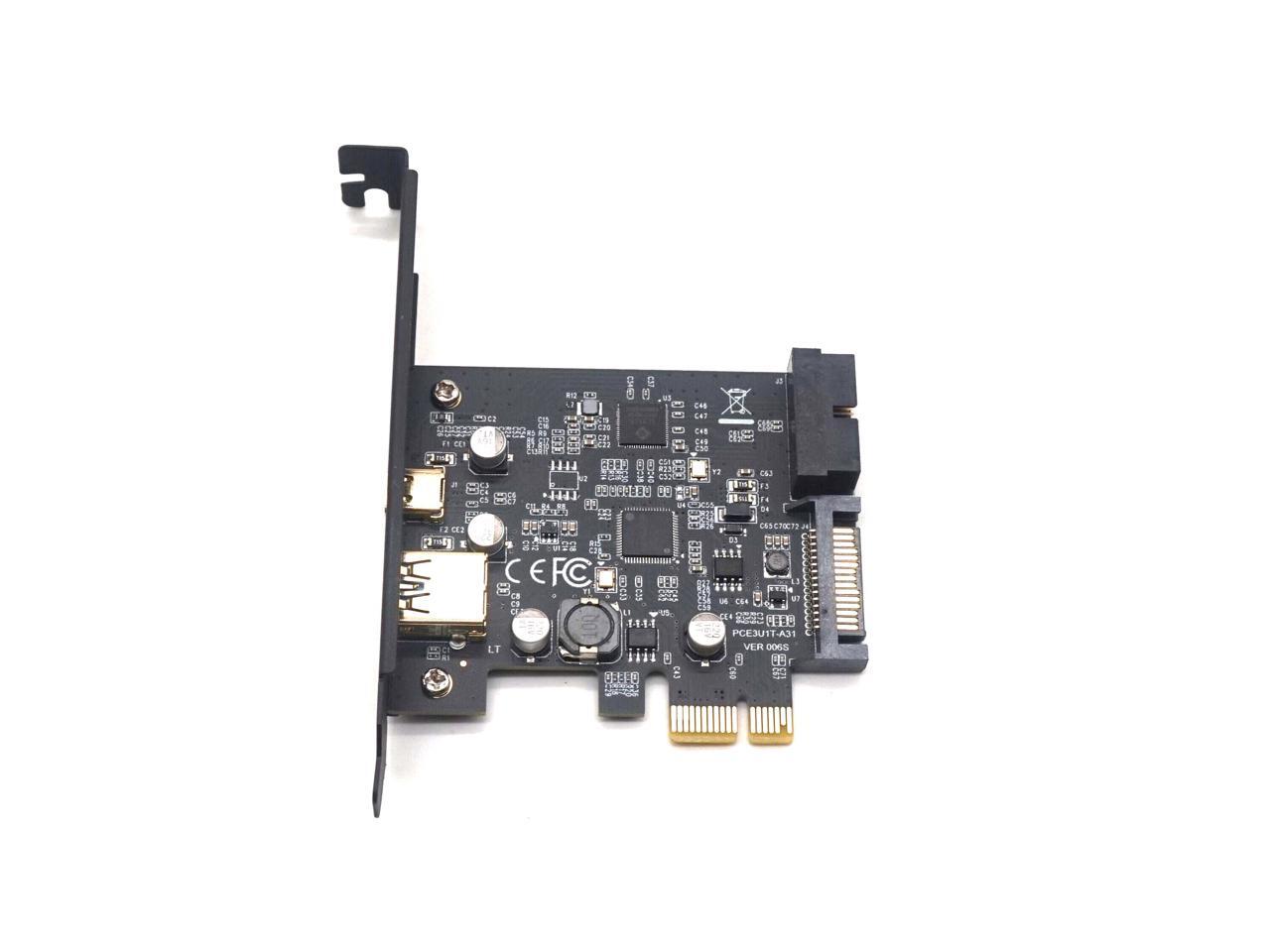Weastlinks PCI-Express PCI-e To USB 3.1 Type-C Riser Post Card PCIe to USB-C USB3.0+19PIN Front ...