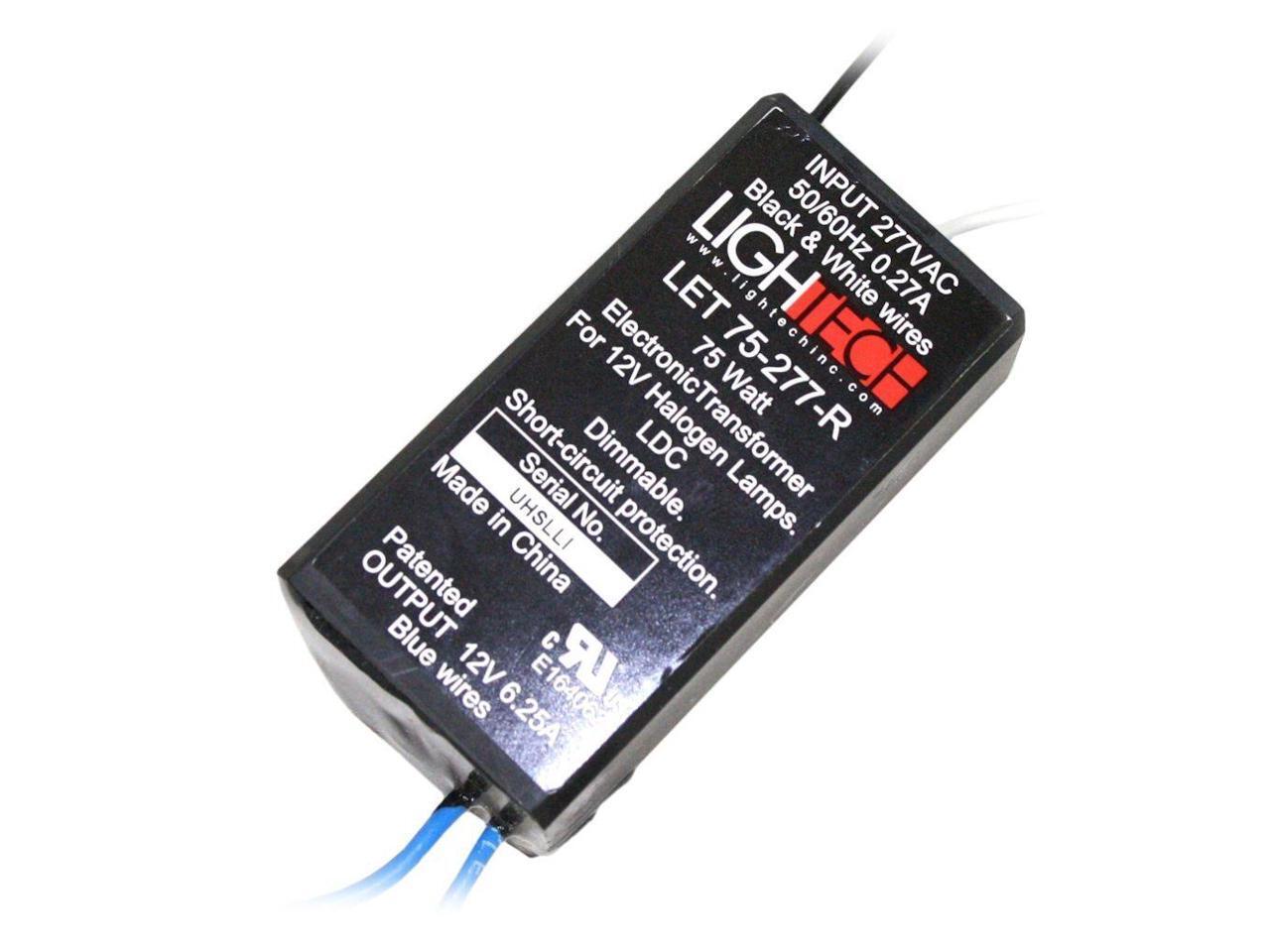 LighTech 75277 - 75 watt 277 volt Electronic Transformer (LET 75-277-R ...