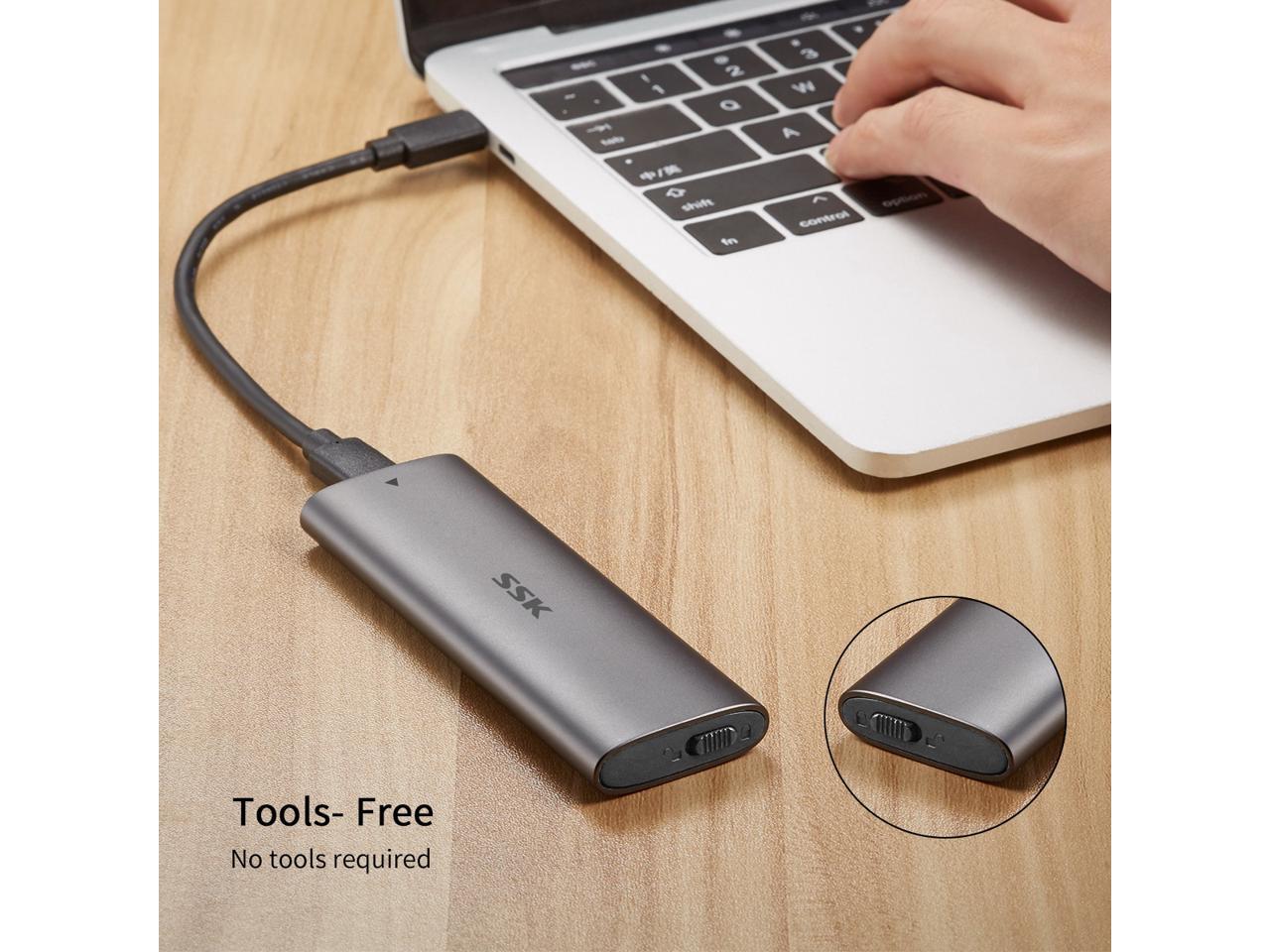 SSK Aluminum USB C to M.2 NVMe SSD Enclosure, Portable USB 3.1/3.2 Gen ...