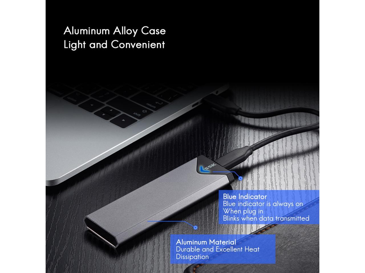 SSK Aluminum M.2 NVME SSD Enclosure Adapter, USB 3.1 Gen 2 (10 Gbps) to ...