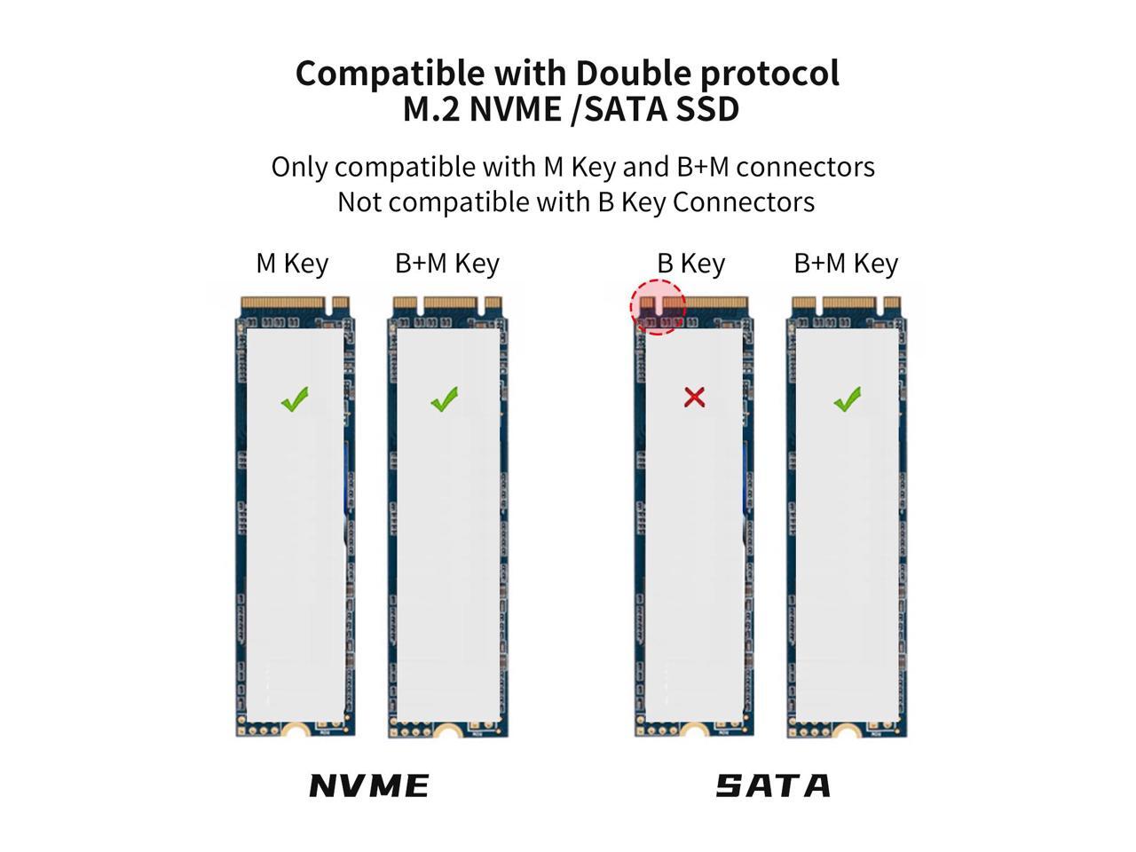 SSK M.2 NVME SATA Tool-Free SSD Enclosure Adapter Reader,RTL9210B Chips USB C 3.1/3.2 Gen 2 ...