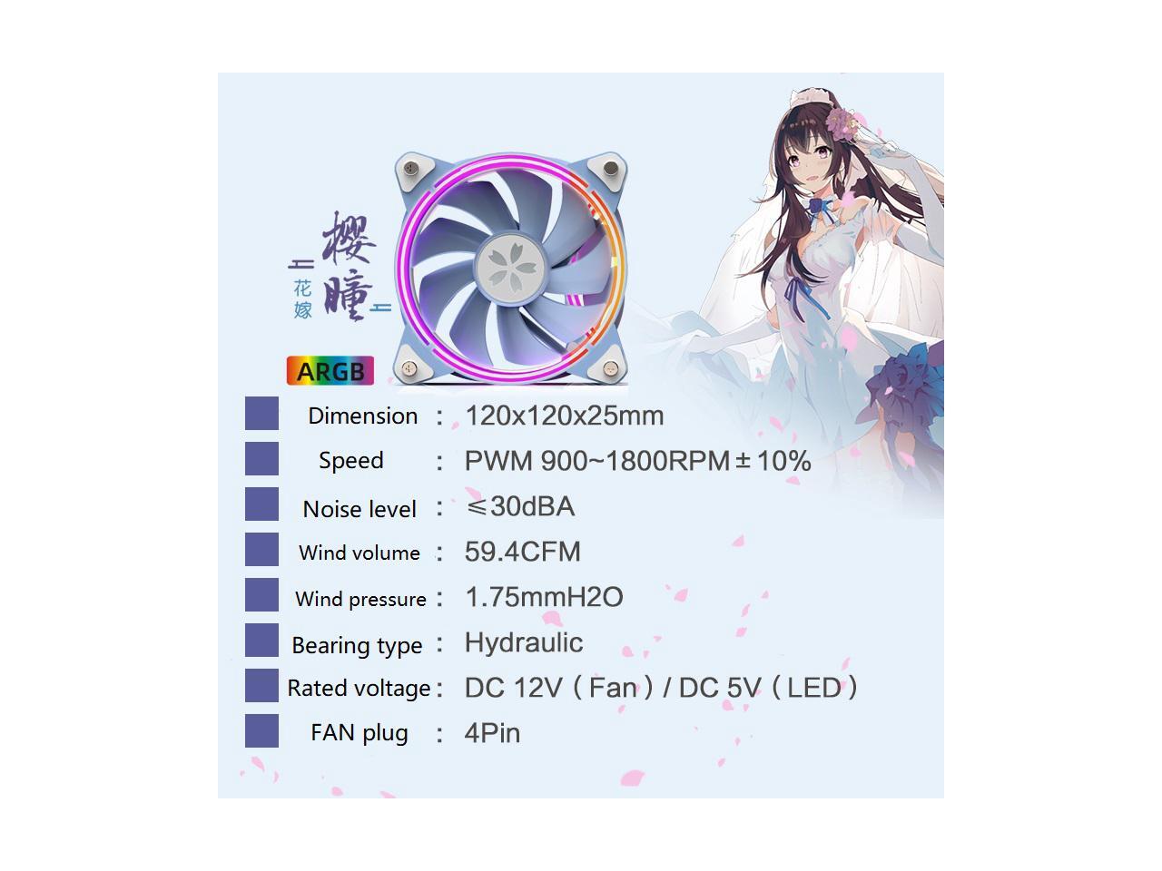 Yeston * zeaginal Sakura ARGB*3 LED 120mm Case Fan,Quiet Edition High ...