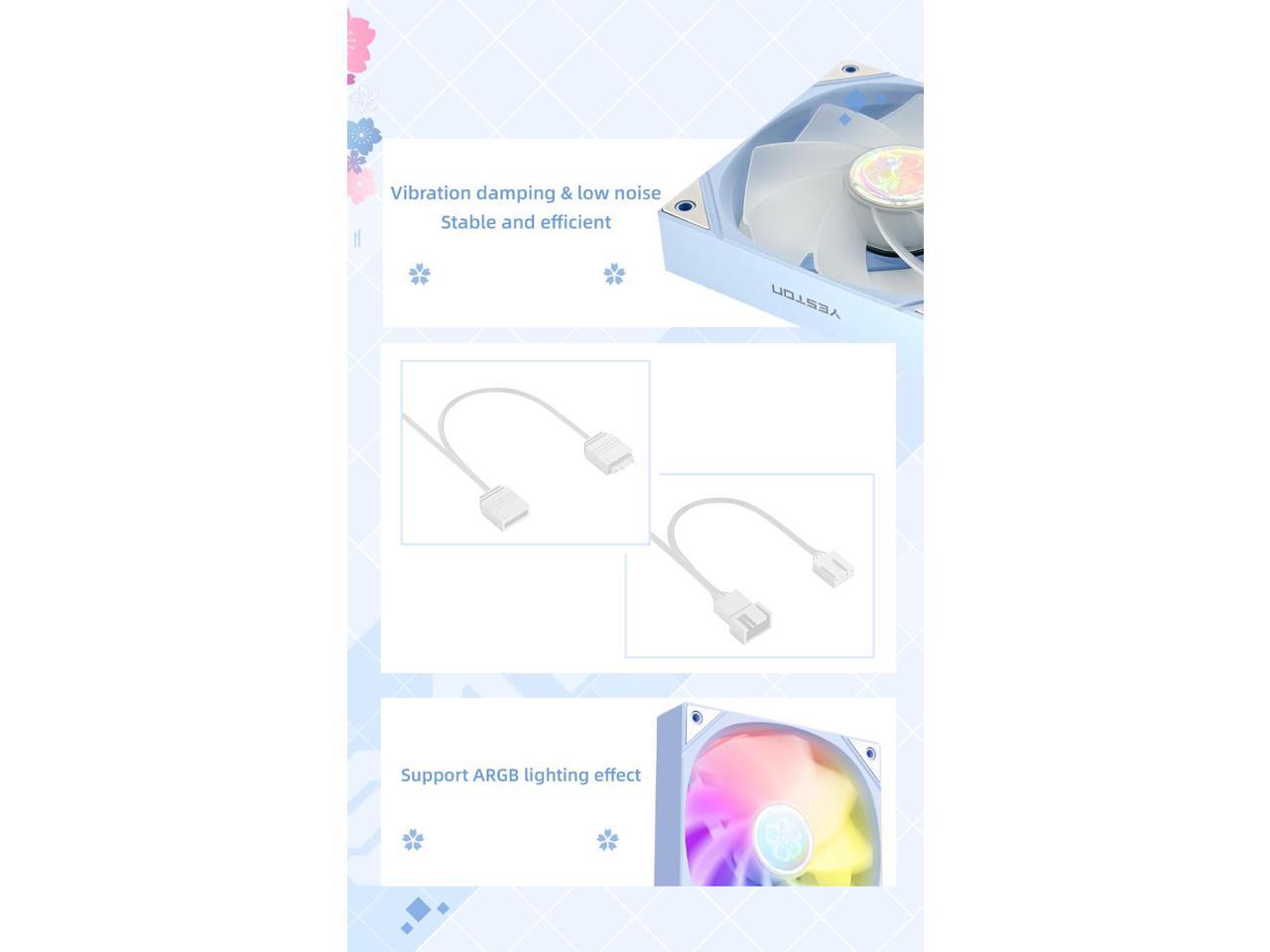 Yeston New Sakura ARGB LED 120mm Case Fan,Quiet Edition High Airflow ...