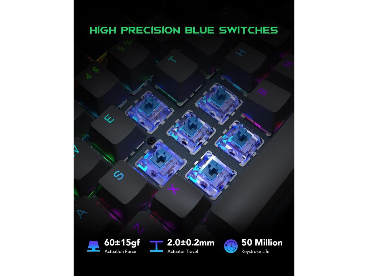 Black Shark RGB Mechanical Gaming Keyboard LED Backlit Wired Keyboard ...