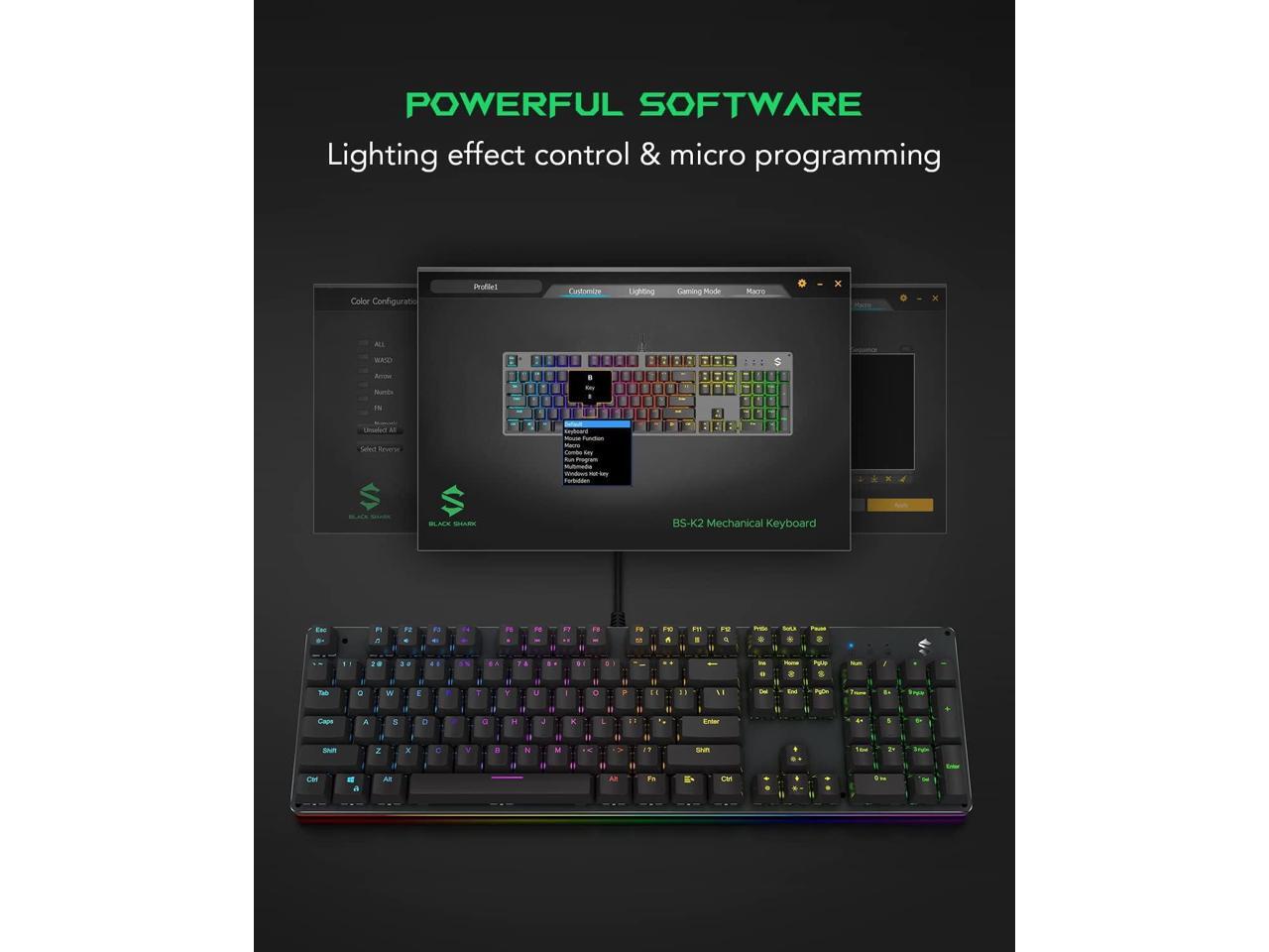 Black Shark RGB Mechanical Gaming Keyboard LED Backlit Wired Keyboard ...