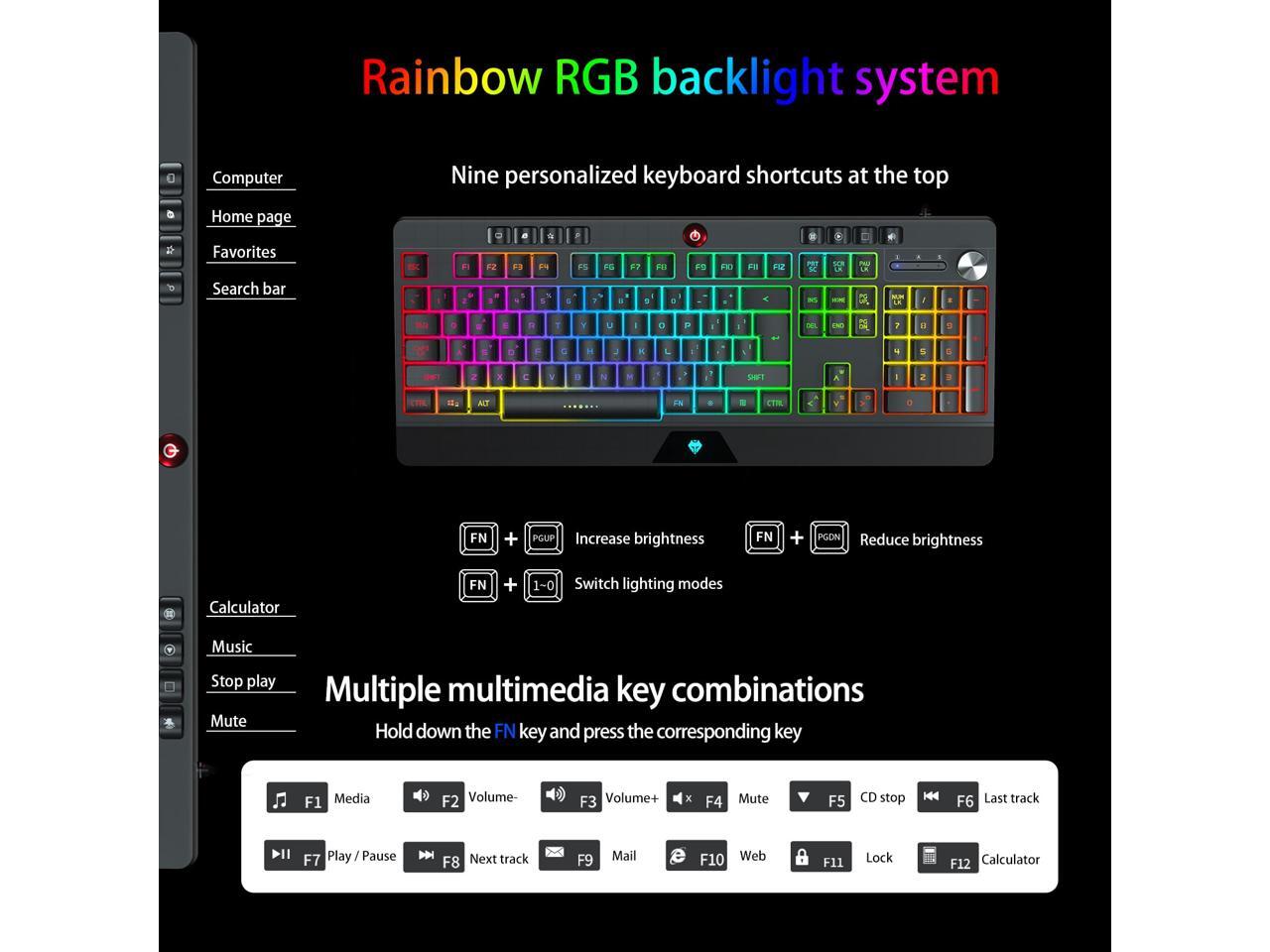 Ludus Dominum All-in-One PC Gaming Set, Rainbow Backlit 104 Keys ...