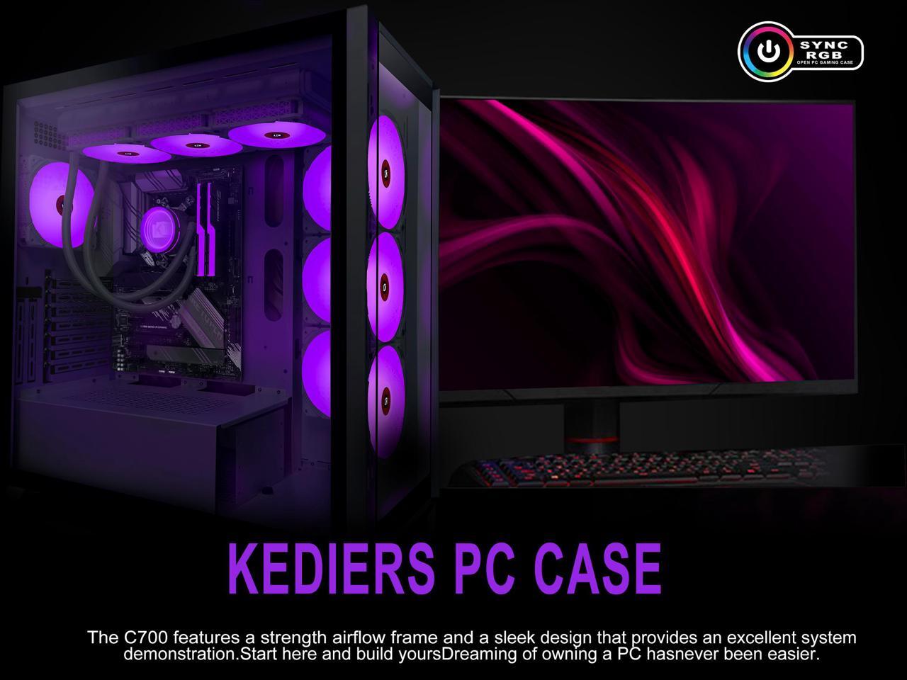 KEDIERS PC Case - C700 E-ATX Tower 3*Tempered Glass Gaming Computer ...
