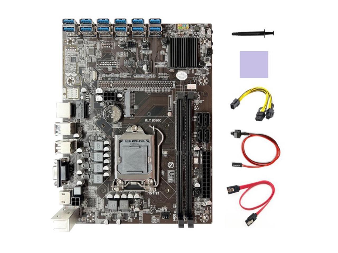 B250C BTC Mining Motherboard 12 GPU+6Pin To Dual 8Pin Cable+SATA Cable ...