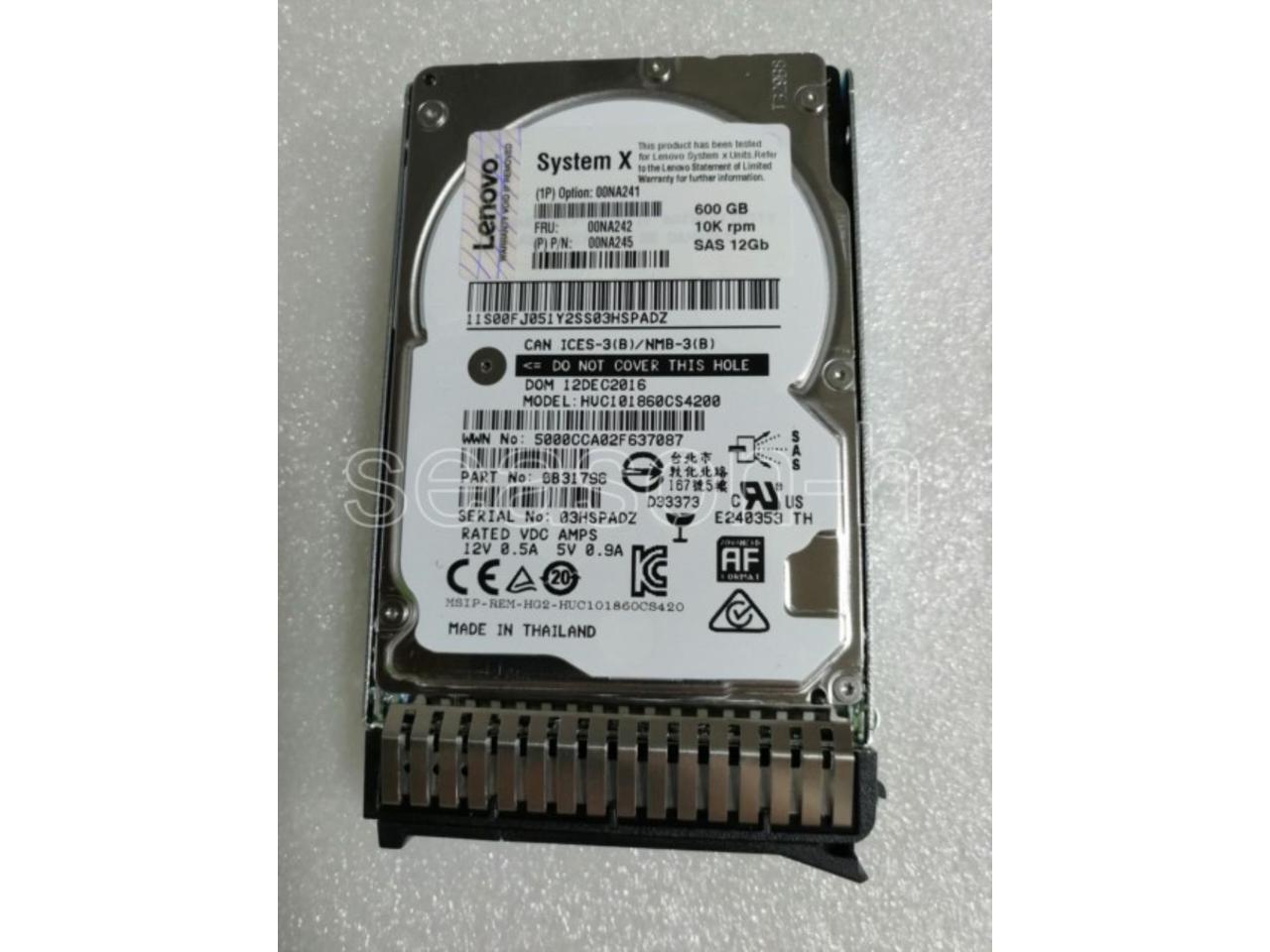 Lenovo IBM 600GB 10K 12Gbps SAS 2.5" G3HS 512E 00NA241 0IBM 600GB 10K ...