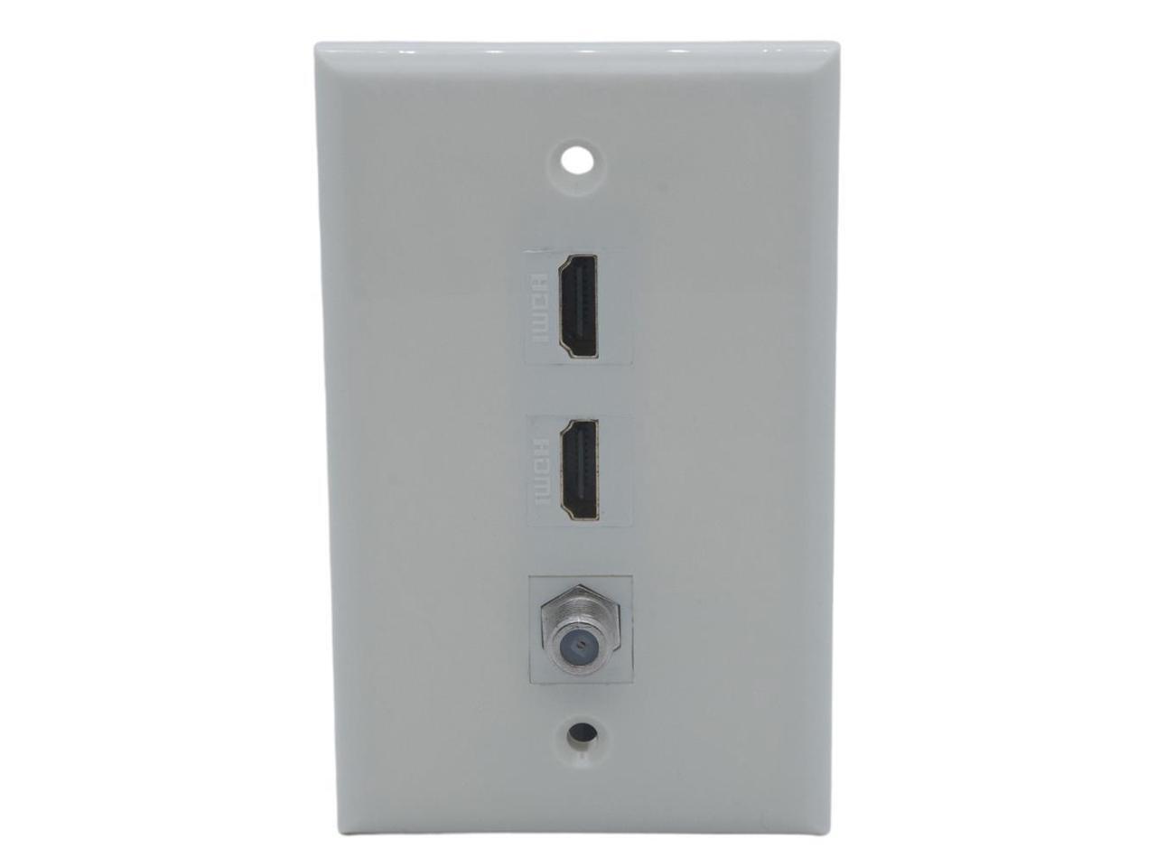 Almond Color 1 Gang 2 Ports HDMI 1 Port Coaxial F RG6 Female To Female ...