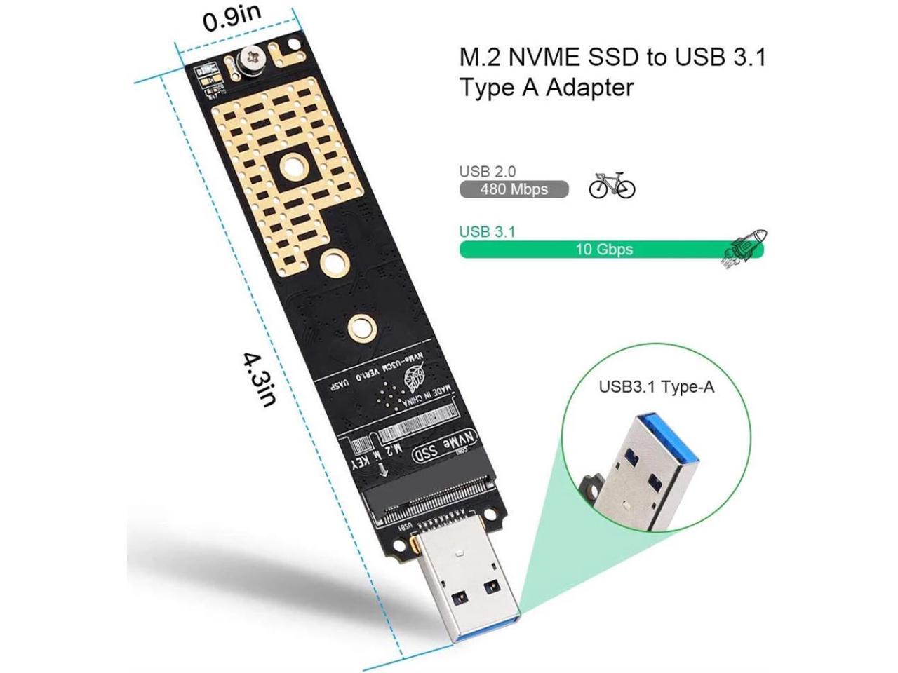 Adaptador m-key m.2 nvme para usb 3.1, leitor de cartão m.2 nvme ssd ...