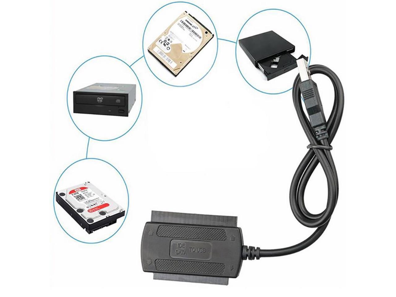 3pcs/set USB 2.0 to IDE SATA S-ATA 2.5 3.5 HD HDD Hard Drive Adapter ...