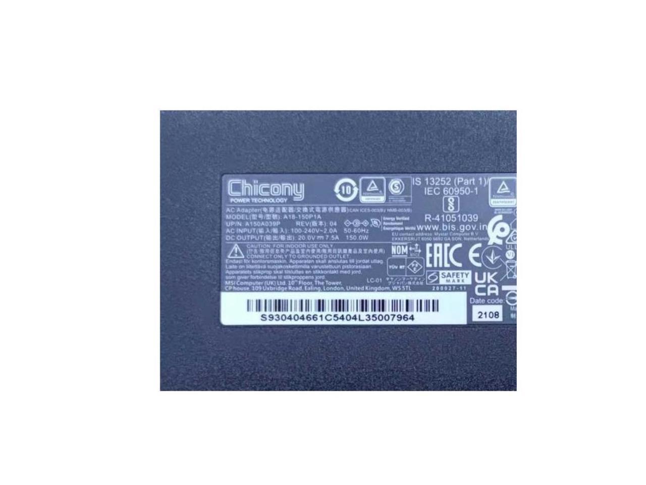 Chicony A18-150P1A 20V 7.5A 150W 4.5x3.0mm A150A039P Power Supply AC ...