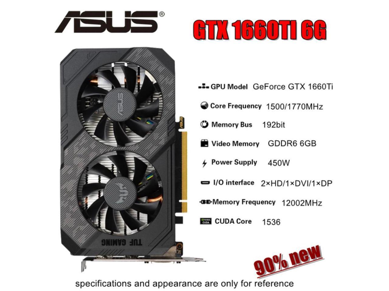 ASUS TUF GTX 1660 TI 6GB GAMING Video Cards GTX1660Ti GPU Graphic Card ...
