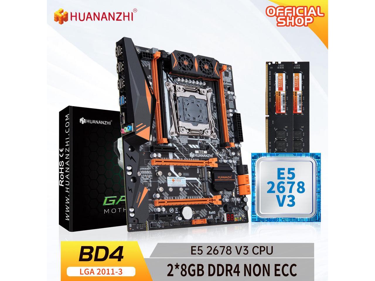 HUANANZHI X99 BD4 LGA 2011-3 XEON X99 Motherboard with Intel E5 2678 v3 with 2*8G DDR4 NON-ECC ...