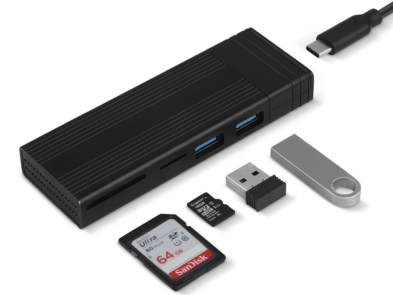 KingSpec 5 in 1 SSD Enclosure NVMe NGFF M.2 SSD Case USB C HUB Type C 3 ...