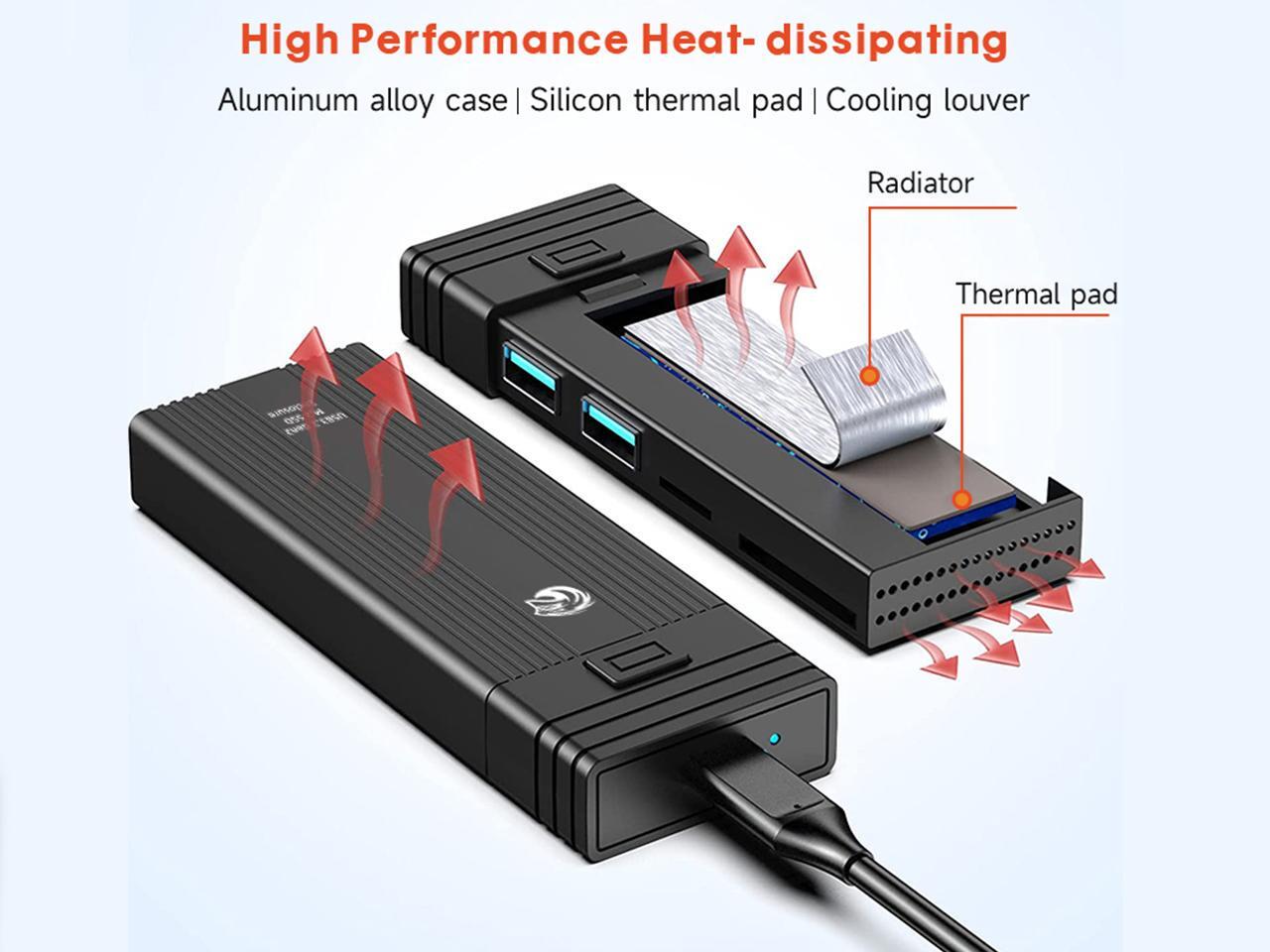 KingSpec 5 in 1 SSD Enclosure NVMe NGFF M.2 SSD Case USB C HUB Type C 3 ...