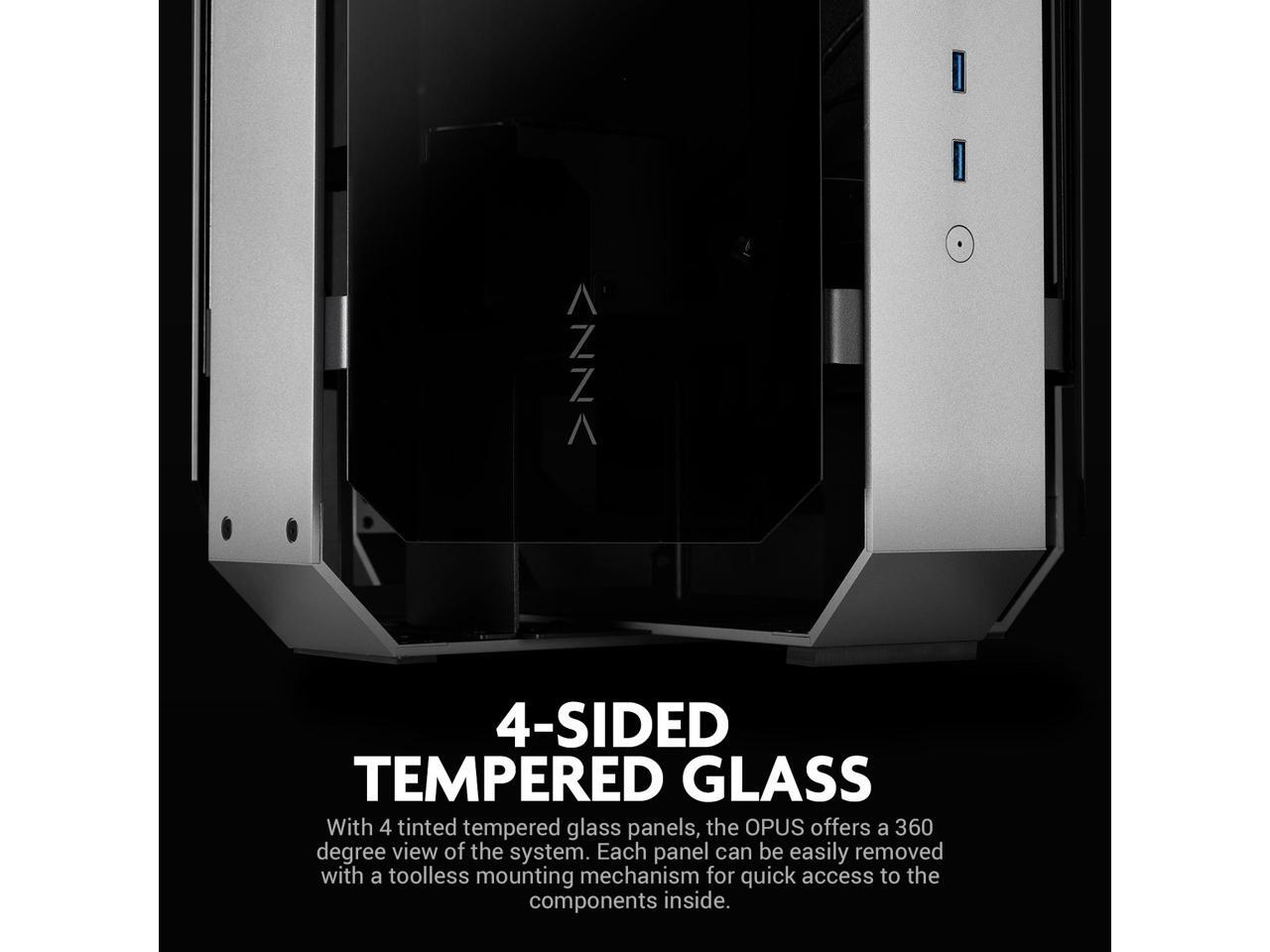 AZZA Opus 809 / Gaming / CNC ATX Case / 4-Side Tempered Glass / Silver ...
