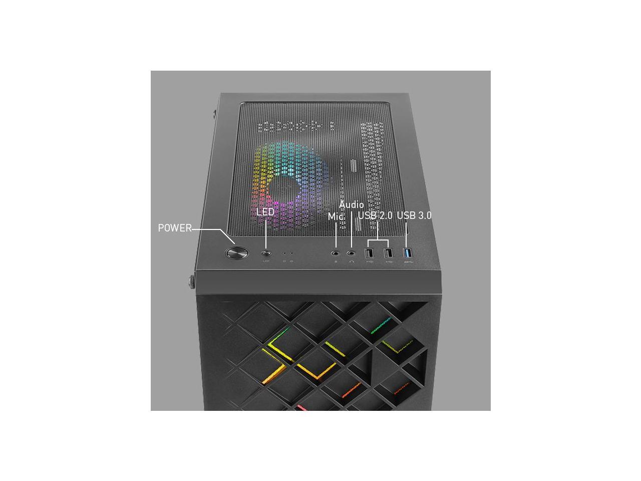 AZZA Spectra 280B / Gaming / ATX Mid Tower / Tempered Glass / Black / 240mm Radiator Support ...