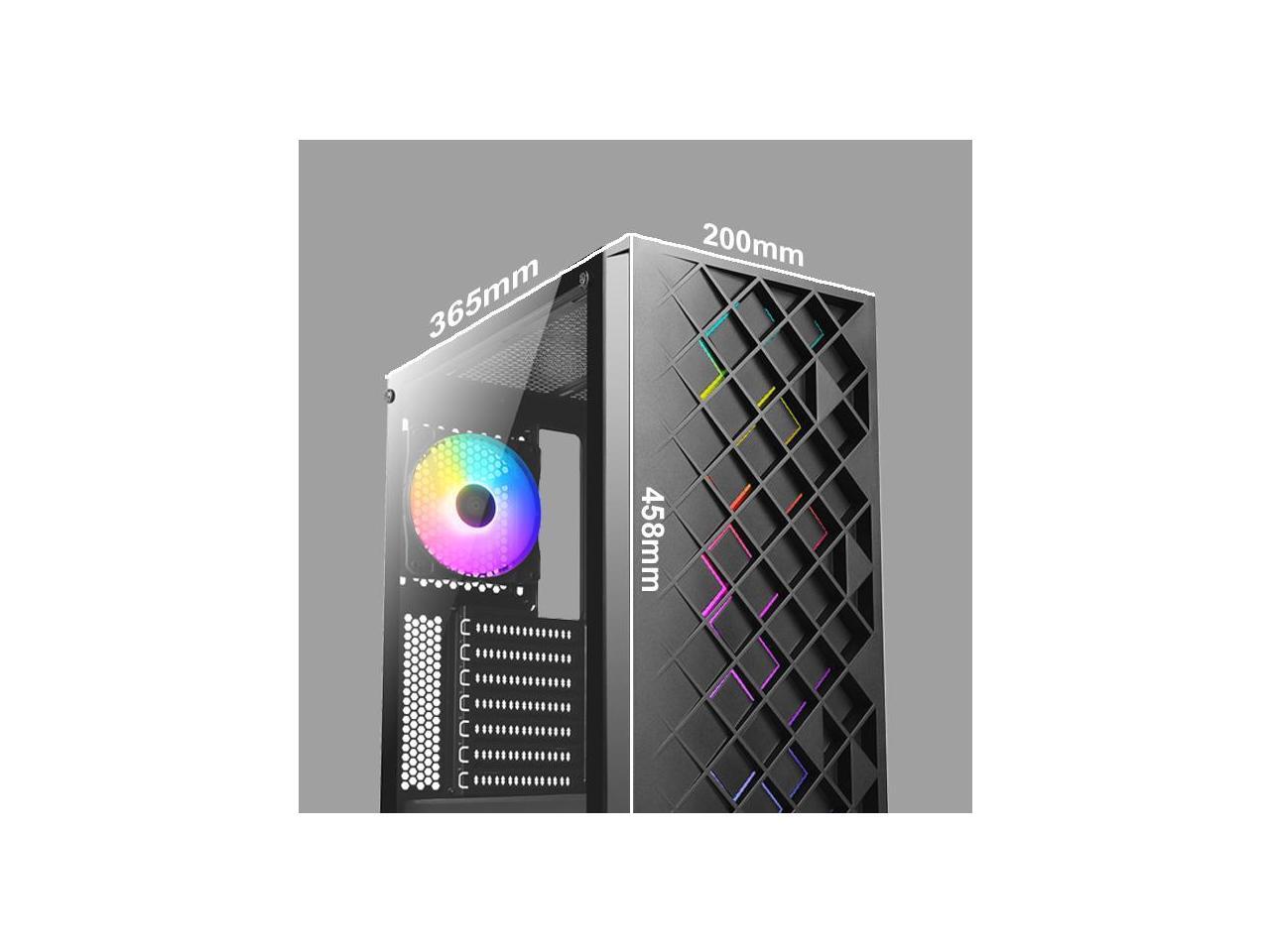 AZZA Spectra 280B / Gaming / ATX Mid Tower / Tempered Glass / Black / 240mm Radiator Support ...