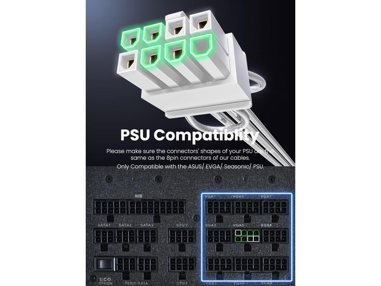 PCIe 5.0 GPU Power Cable 70cm Silver-Plated Copper Core, 16pin(12+4 ...