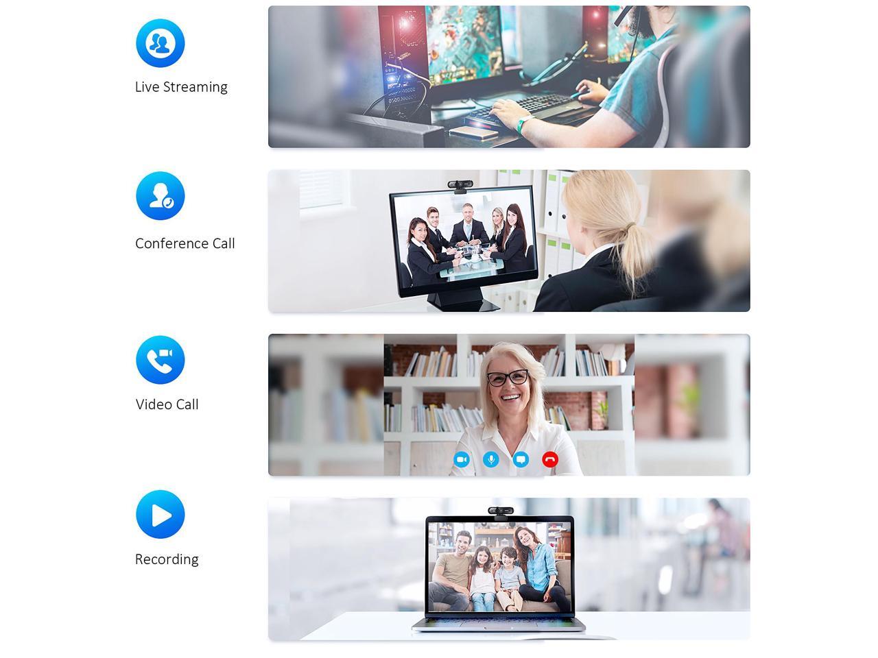 CAMPARK 1080P Webcam for PC Full HD Autofocus Camera with Cover USB Web ...