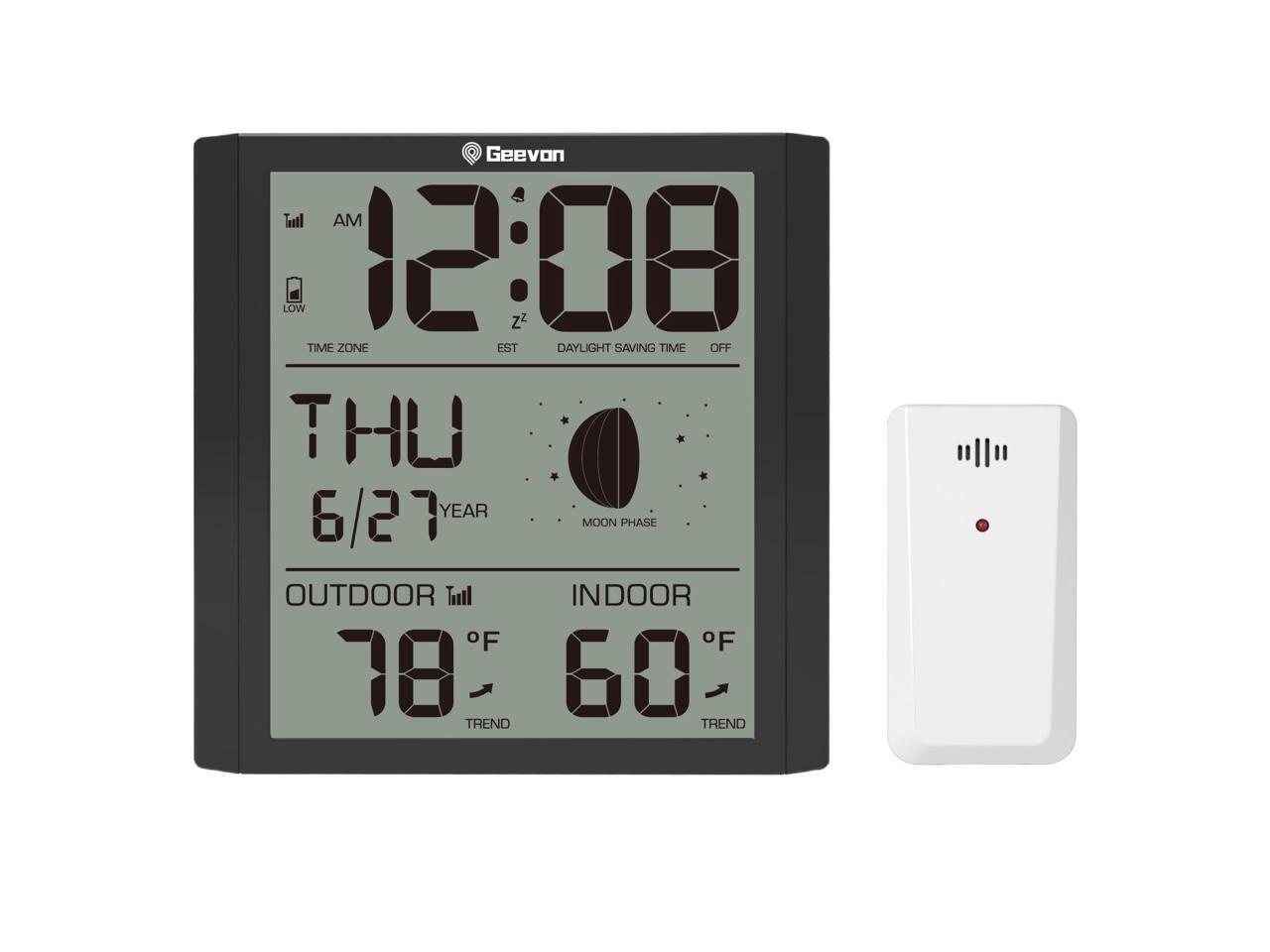 Geevon Digital Atomic Wall Clock,Auto-Set Atomic Alarm Clock with ...