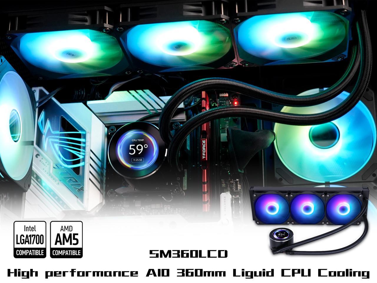 SAMA 360mm ARGB CPU Liquid Cooler With Video Player and LCD Screen ...