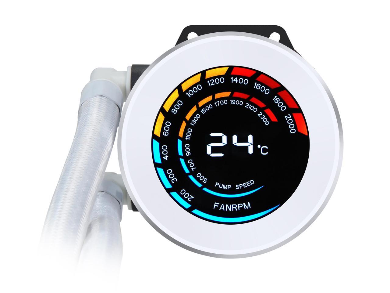 SAMA T360 White liquid Cooler 360mm ARGB AIO Radiator LCD Temperature ...