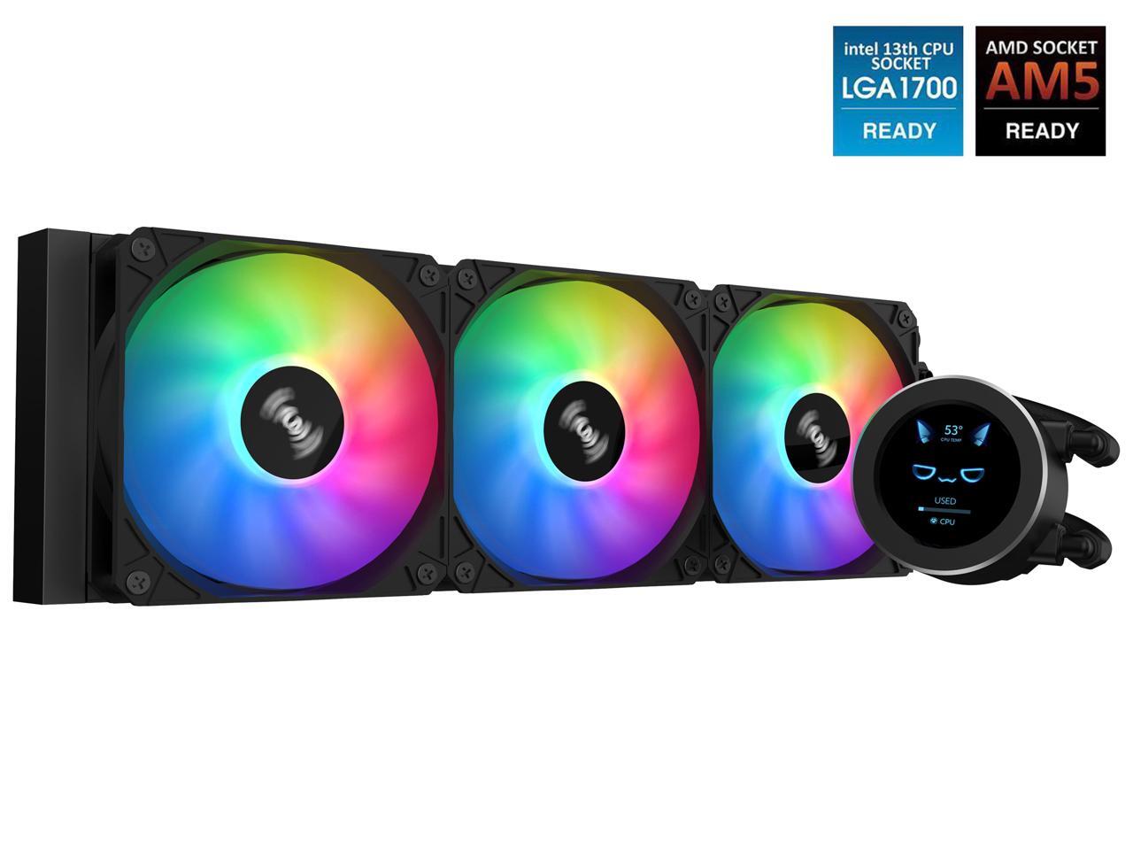 SAMA 360mm ARGB CPU Liquid Cooler With Video Player and LCD Screen ...