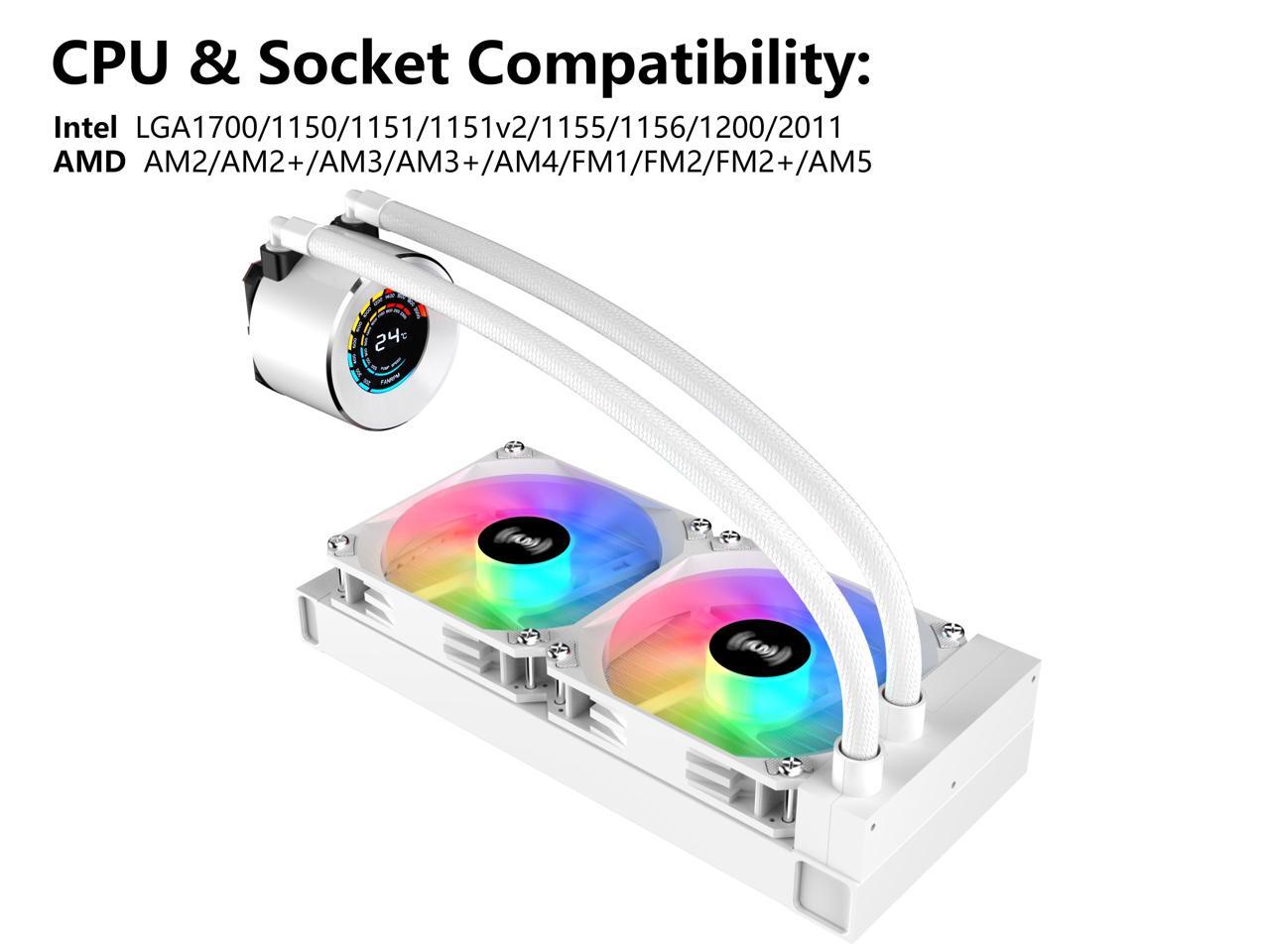 SAMA T240 White liquid Cooler 360mm ARGB AIO Radiator LCD Temperature ...