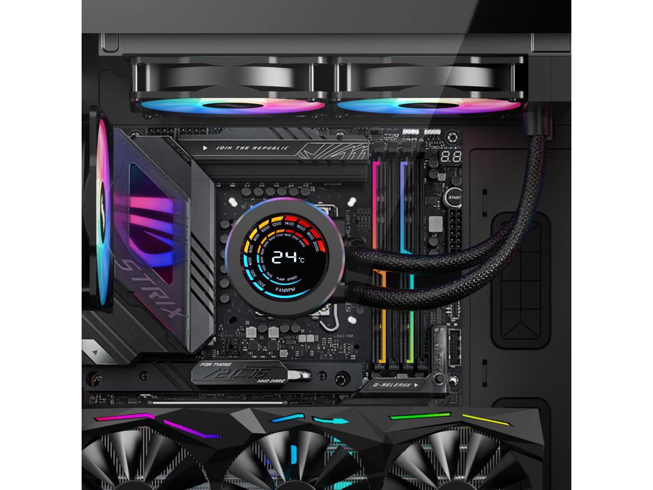 SAMA T240 Black liquid Cooler 360mm ARGB AIO Radiator LCD Temperature ...