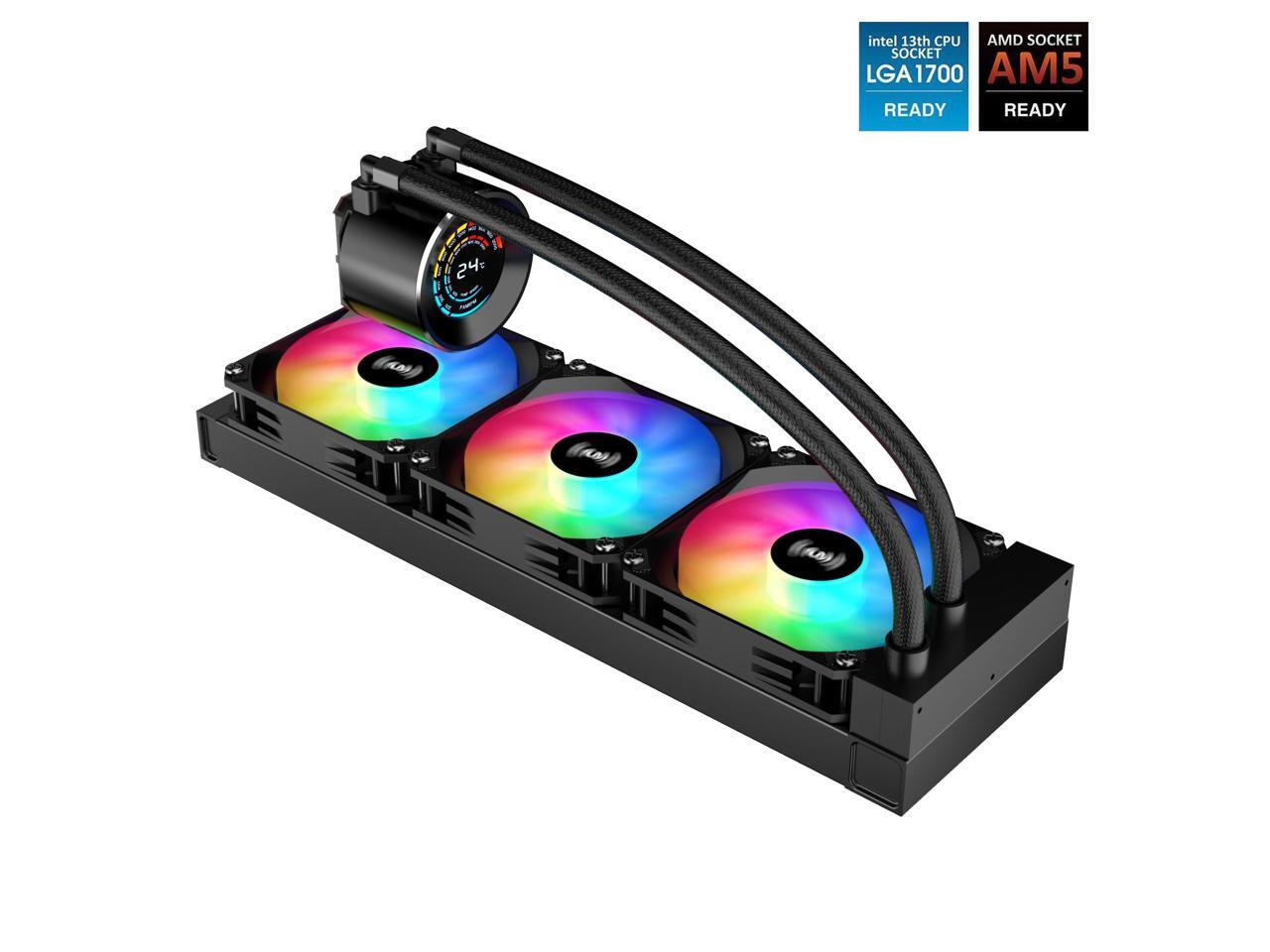 SAMA T360 Black liquid Cooler 360mm ARGB AIO Radiator LCD Temperature ...