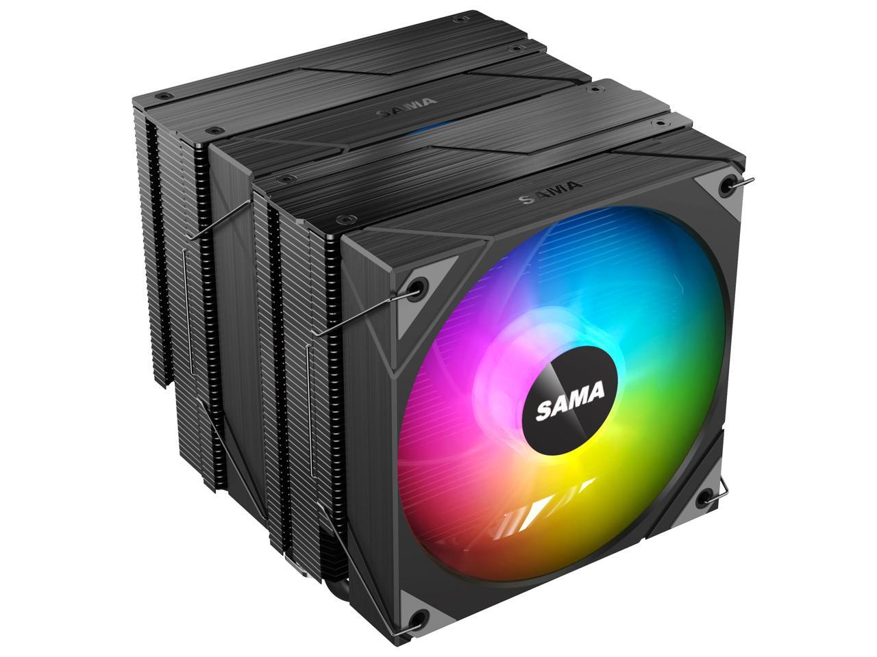 SAMA 6PDW ARGB Black CPU Air Cooler 120mm Cooling Fan Addressable RGB ...