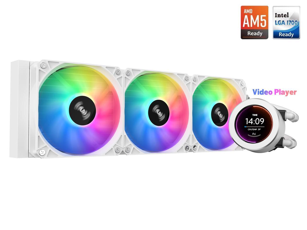 SAMA SM360 White liquid Cooler 360mm ARGB AIO Radiator LCD Video ...