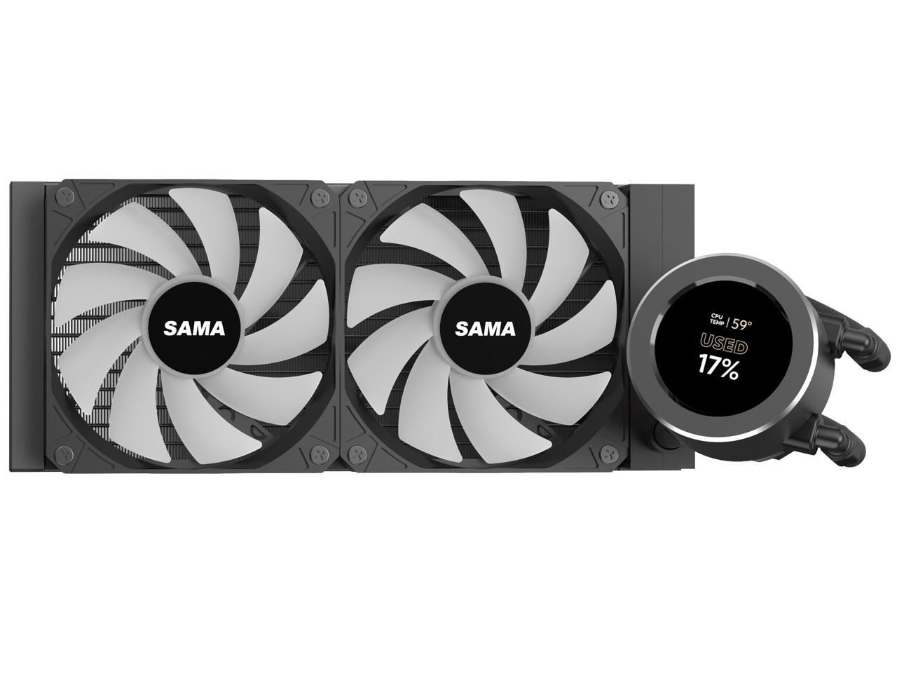 SAMA SM240 Black liquid Cooler 240mm ARGB AIO Radiator LCD Video ...