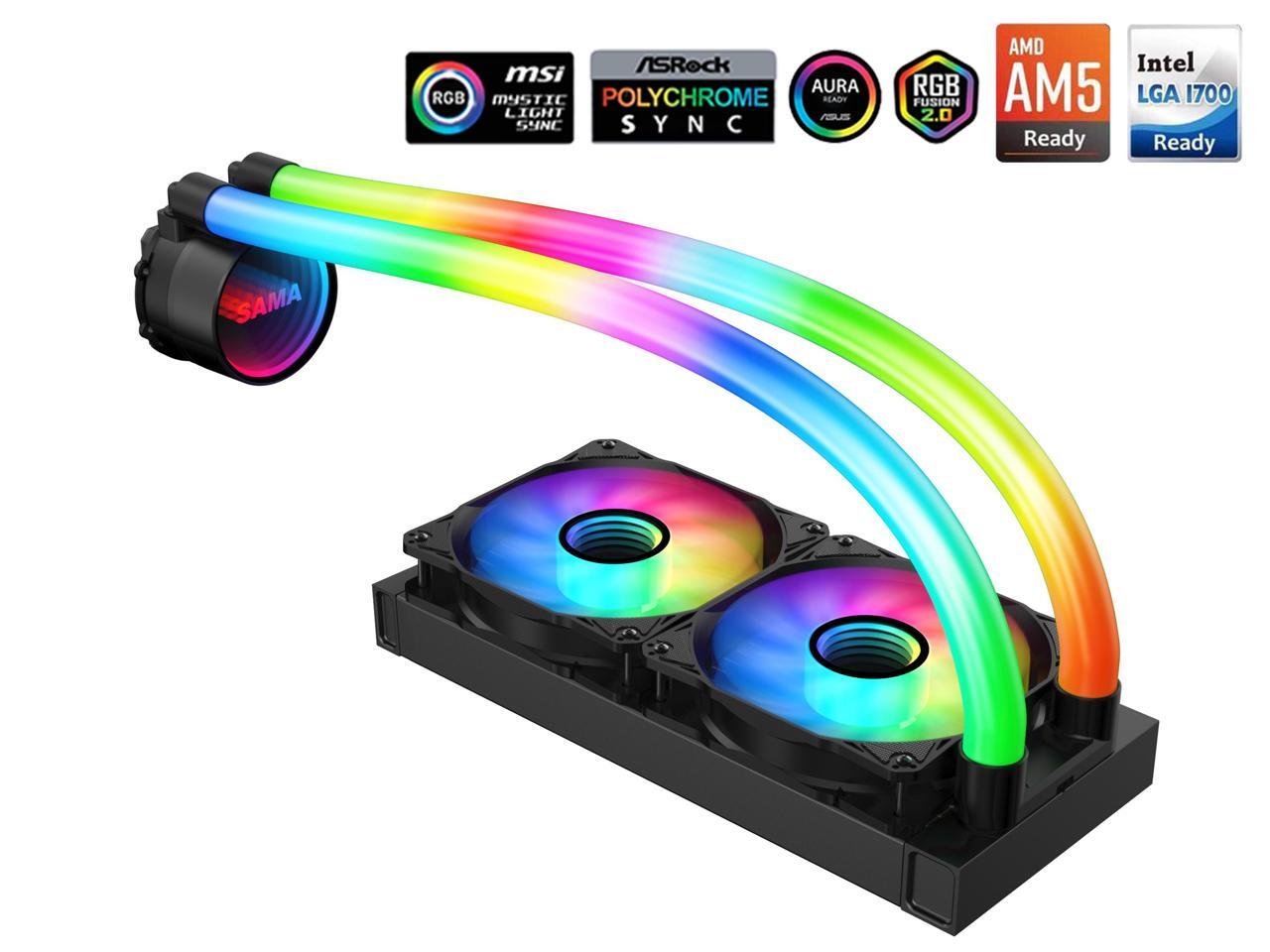 SAMA PS240 Black AIO Liquid Cooler 240mm ARGB CPU Radiator with ...