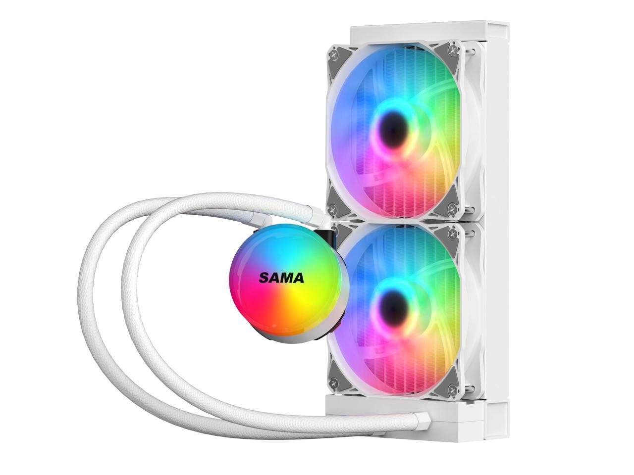 SAMA SI240 White Liquid Cooler 240mm AIO Radiator Addressable RGB PWM ...