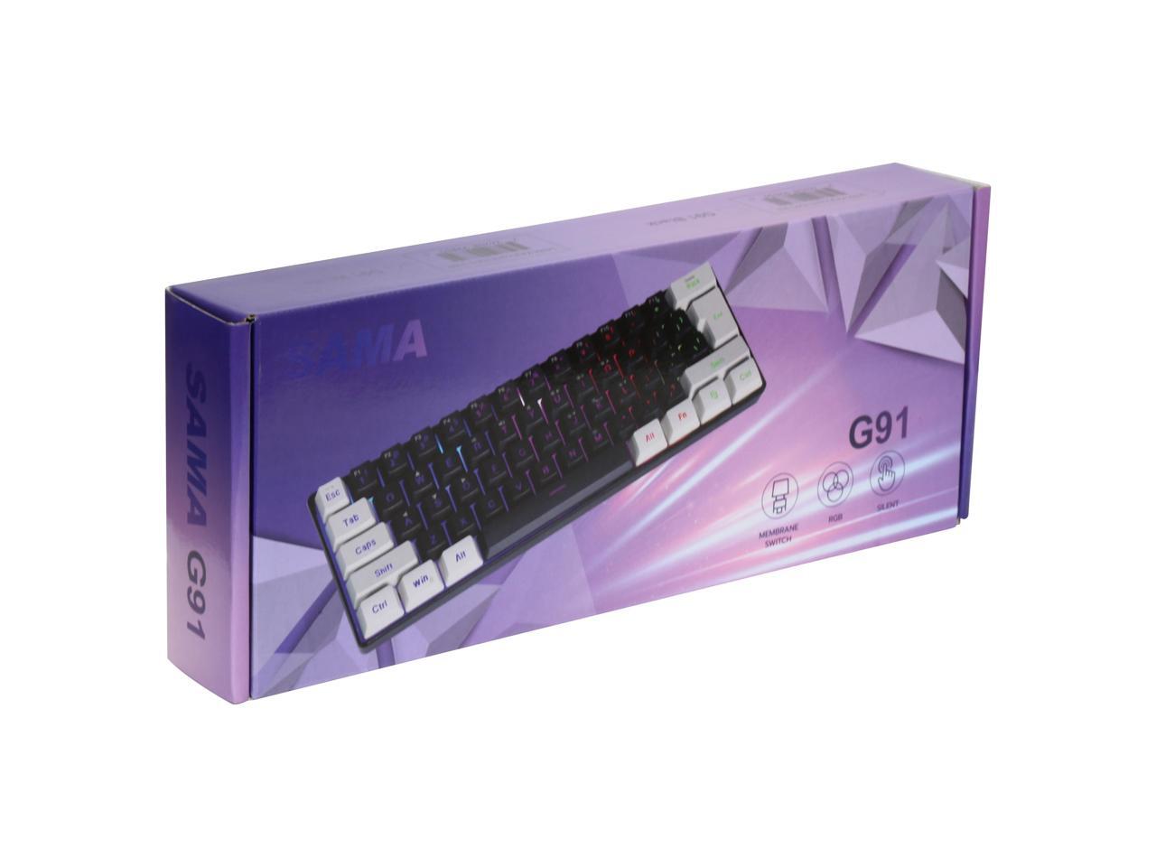 SAMA Wired Keyboard YG91-3 Short Gaming Keyboard Mechanical Feel 61Keys ...