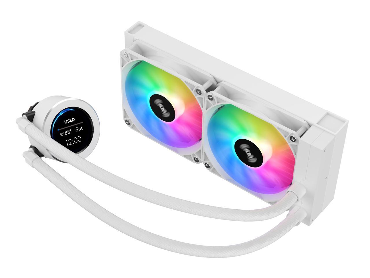 SAMA SM240 White liquid Cooler 240mm White with ARGB AIO Radiator LCD ...