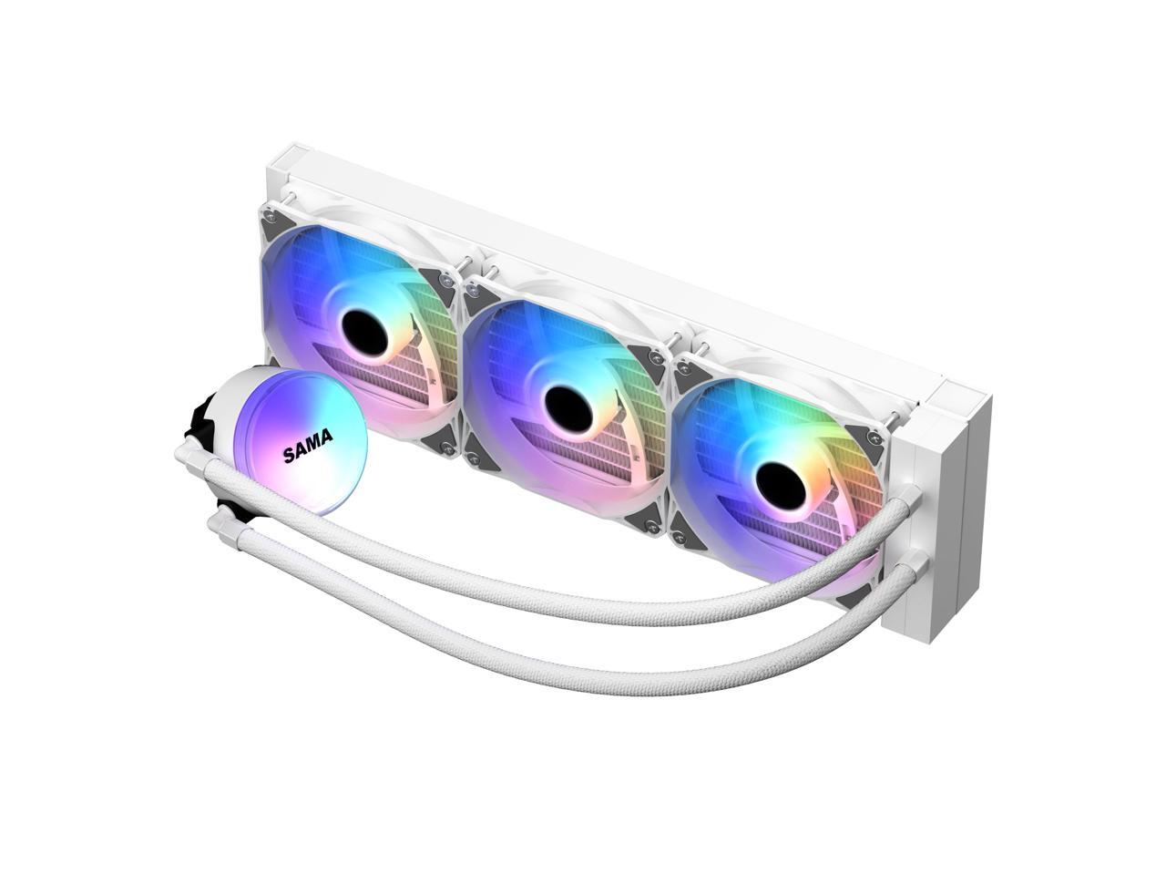 SAMA SI360 Liquid CPU Cooler 360mm Addressable RGB Pump PWM & FDB Fans ...